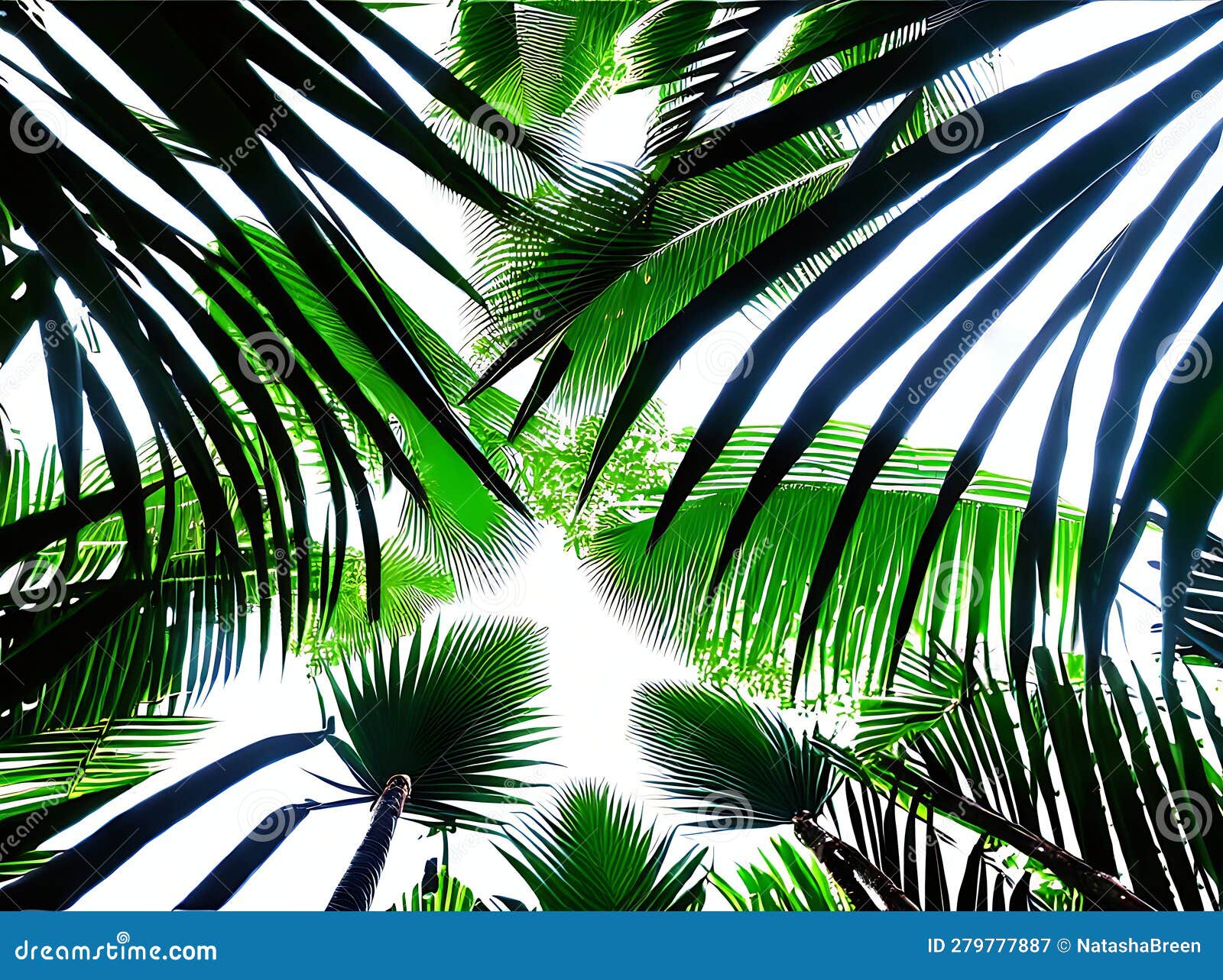 3D Tropical Forest with High Contrast Shadows. Stock Image - Image of ...
