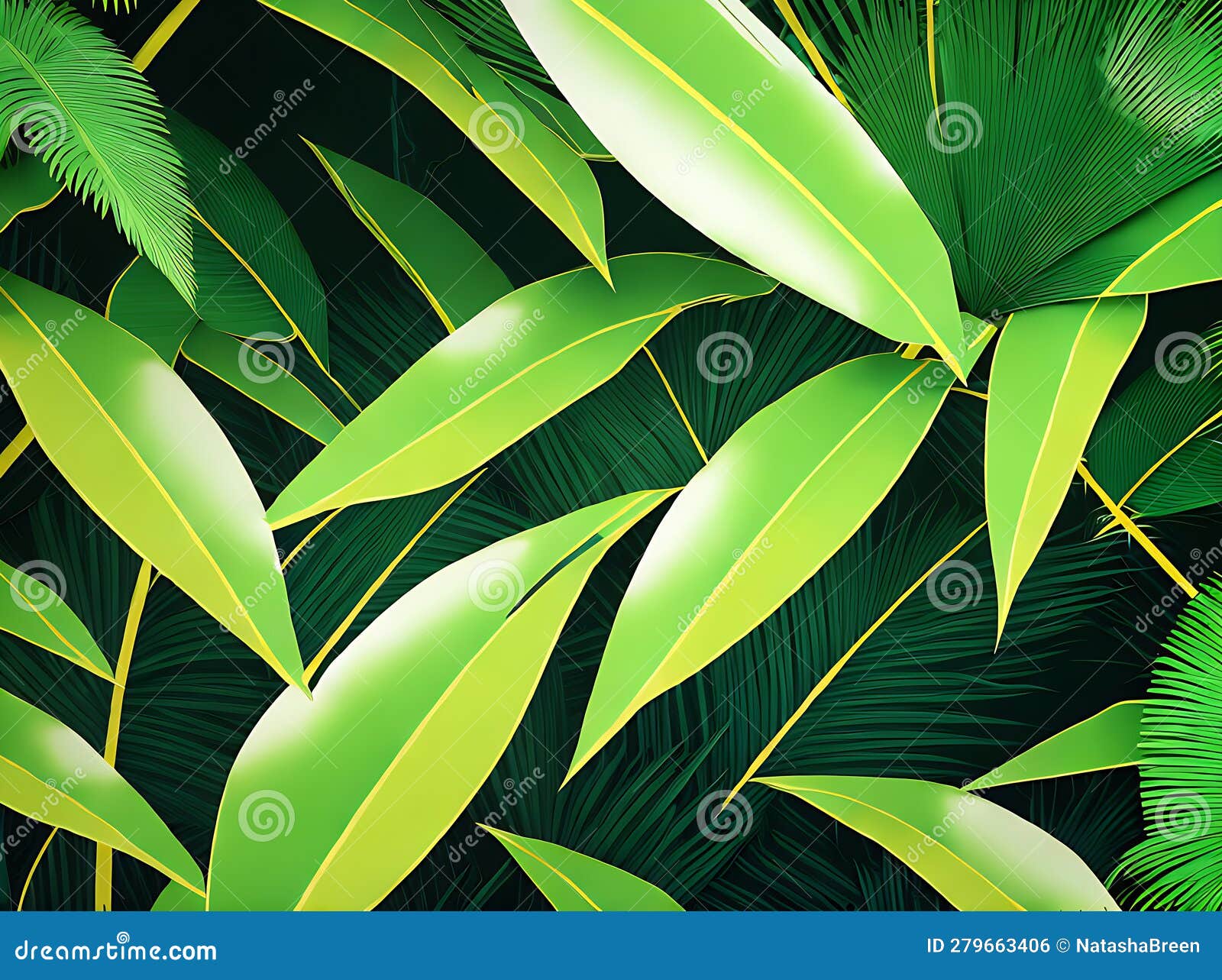 3D Tropical Forest with High Contrast. Stock Illustration ...