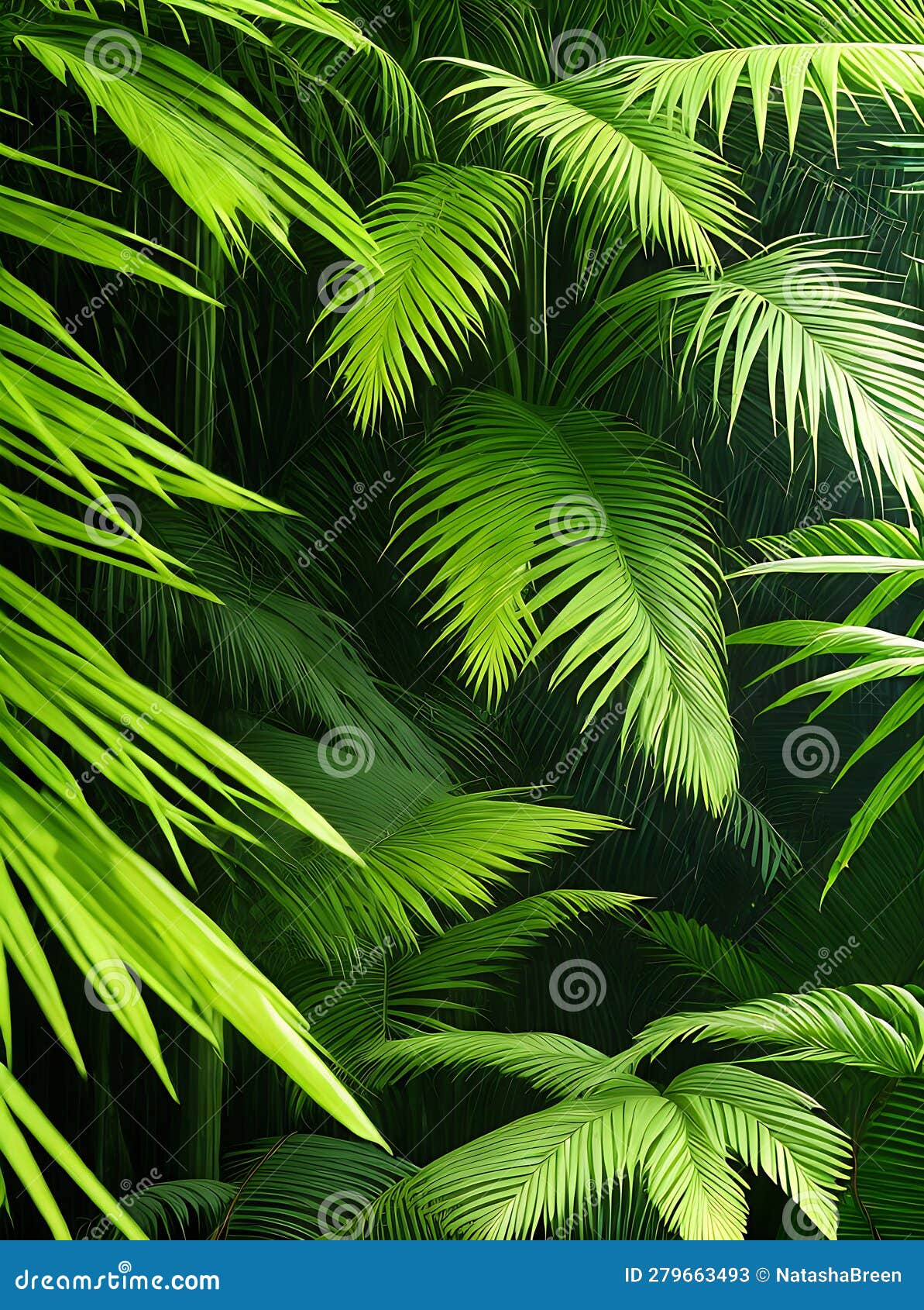 3D Tropical Forest with High Contrast. Stock Illustration ...