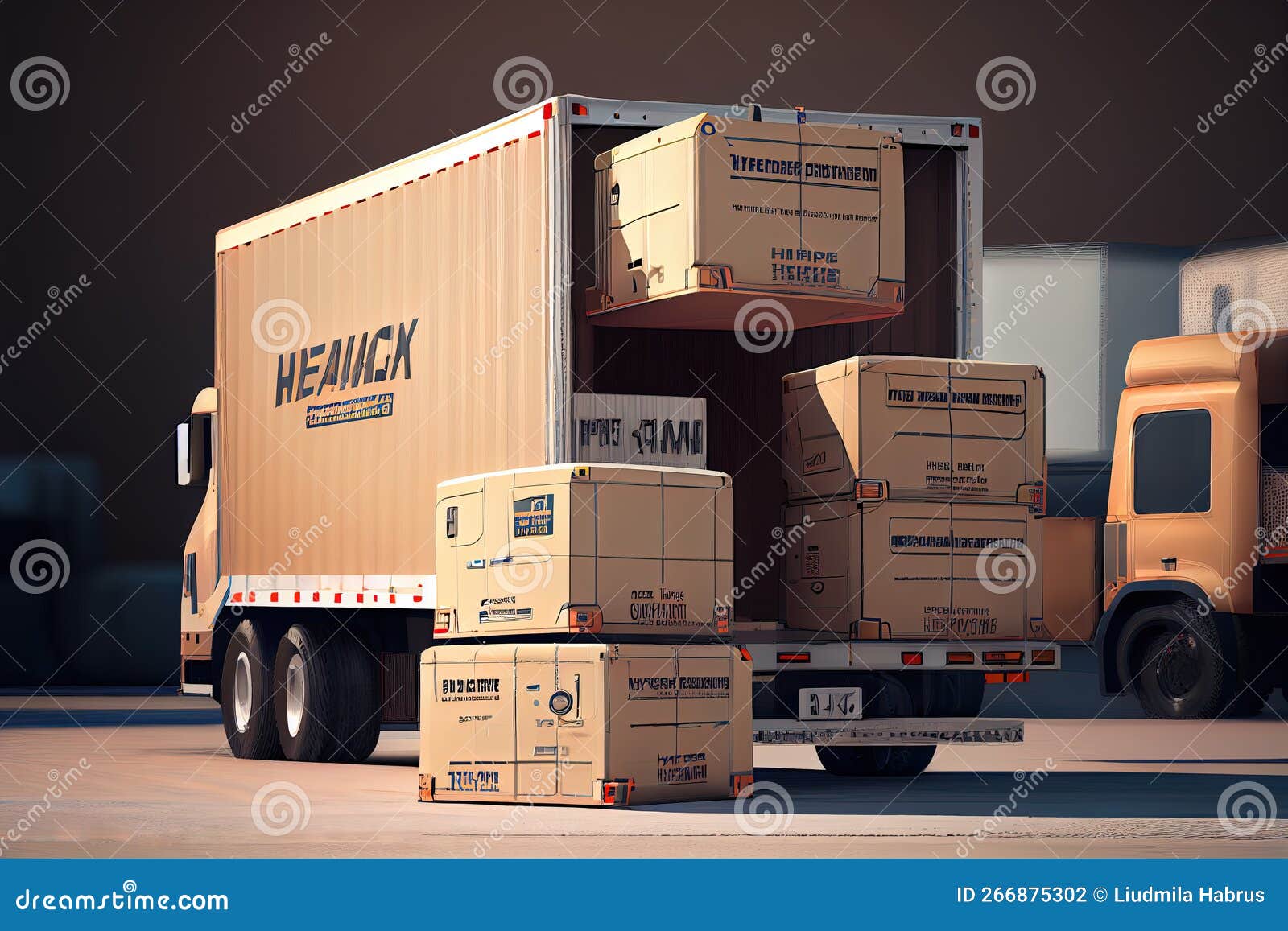 3d Truck. Truck Unloading Cargo Stock Illustration - Illustration of ...