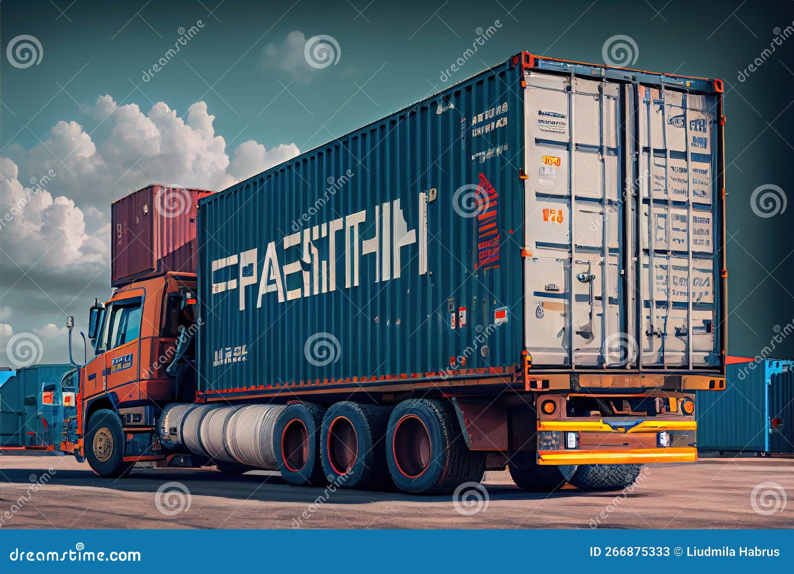 3d Truck. Truck Unloading Cargo Stock Illustration - Illustration of ...