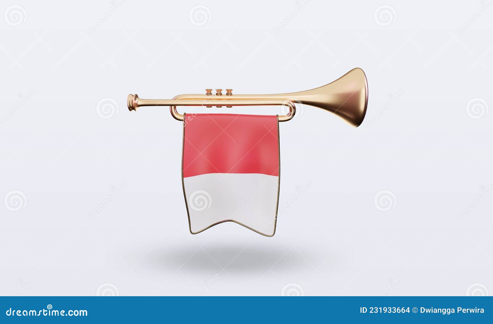 3d Trumpet Indonesia Flag Rendering Front View Stock Illustration ...