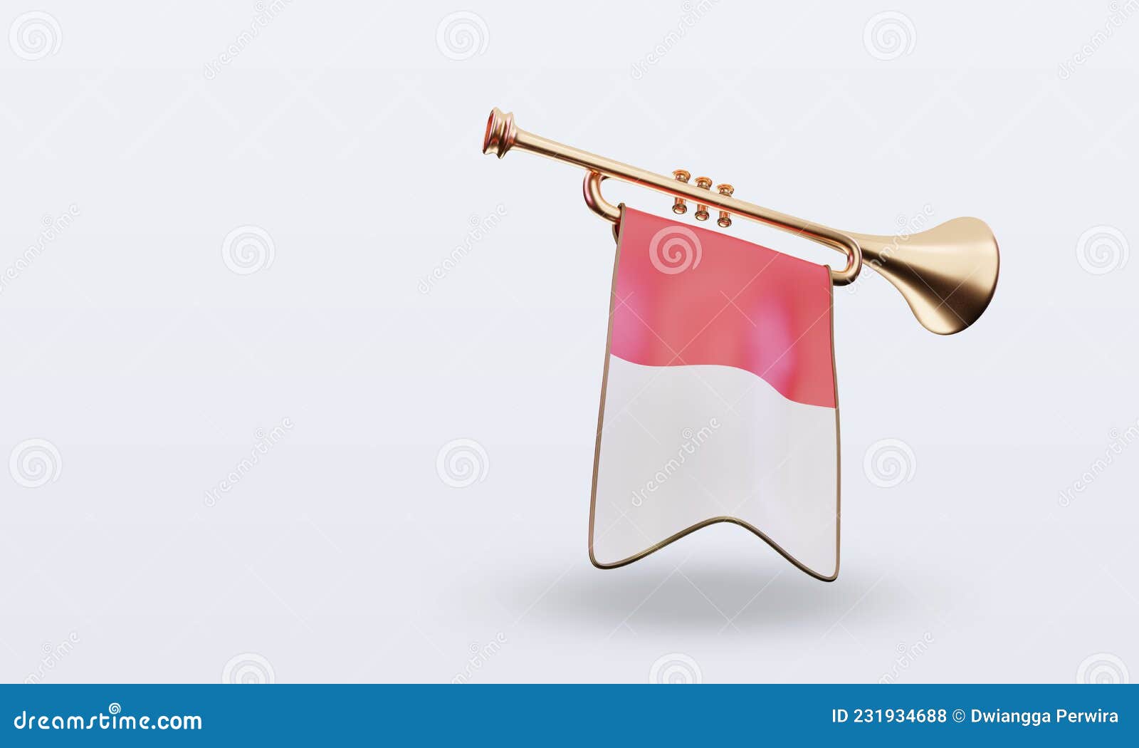 3d Trumpet Indonesia Flag Rendering Left View Stock Illustration ...
