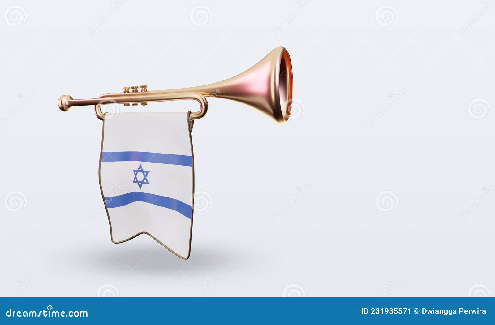 3d Trumpet Israel Flag Rendering Right View Stock Illustration ...