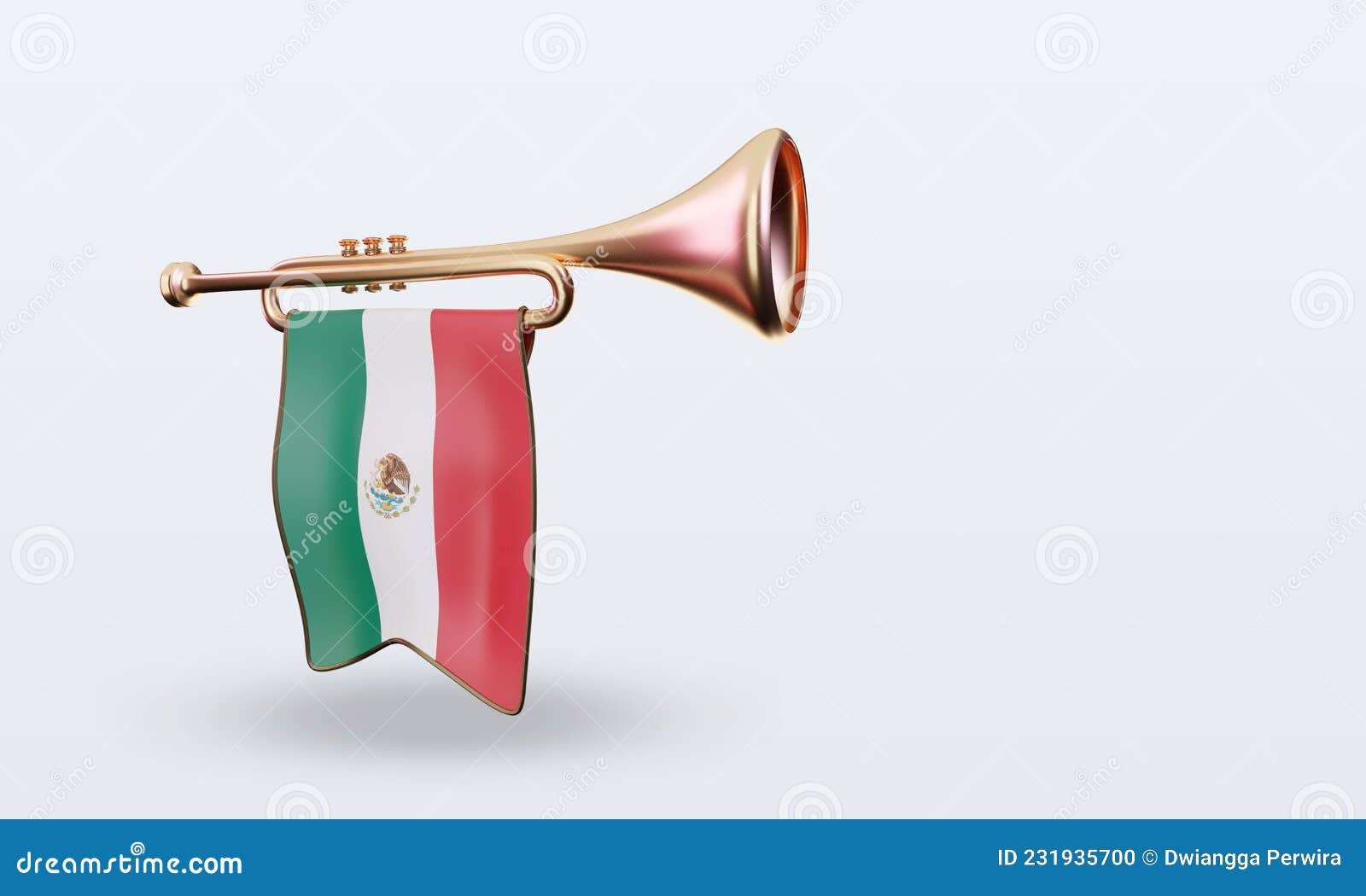 3d Trumpet Mexico Flag Rendering Right View Stock Illustration ...