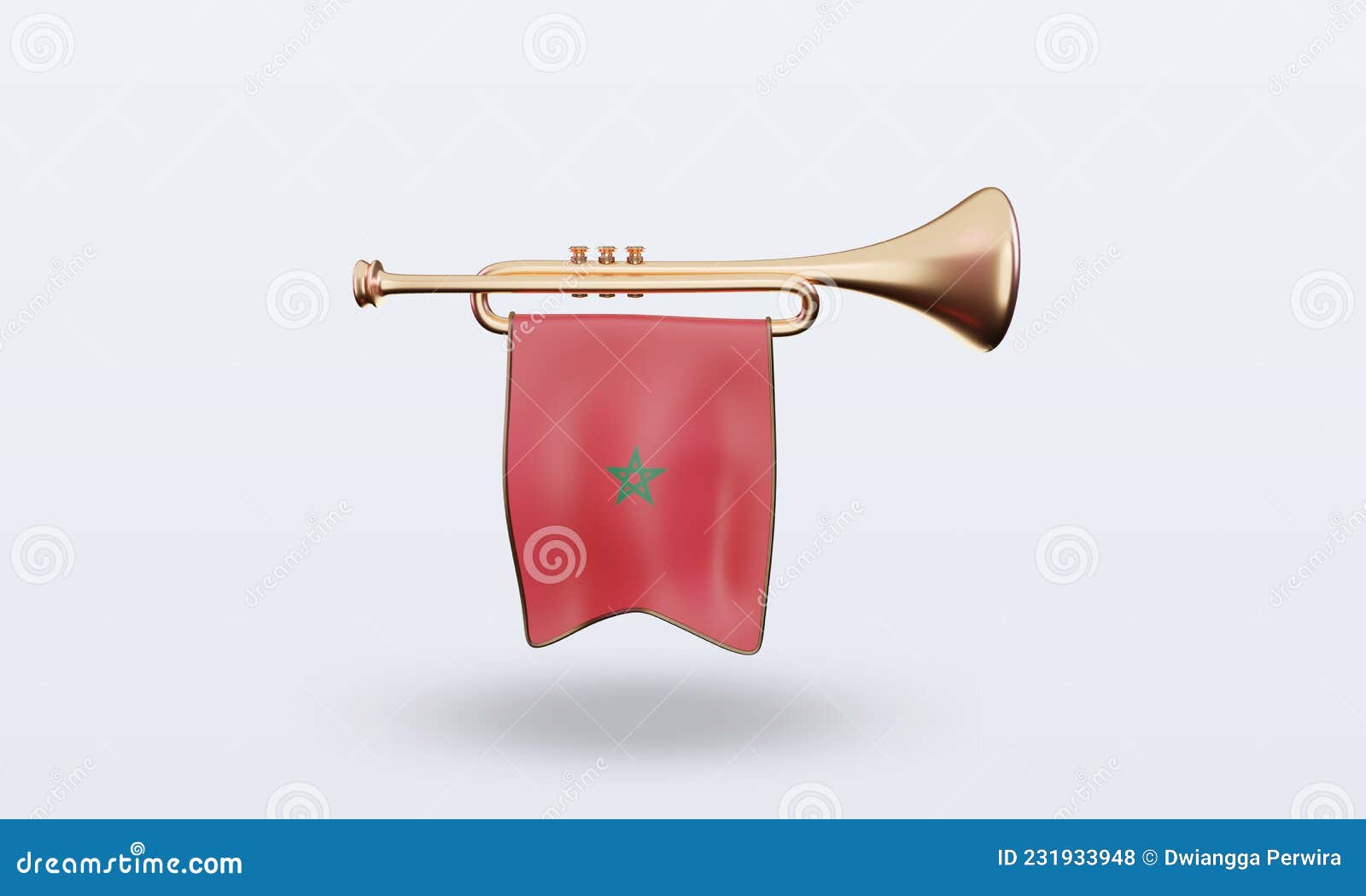 3d Trumpet Morocco Flag Rendering Front View Stock Illustration ...