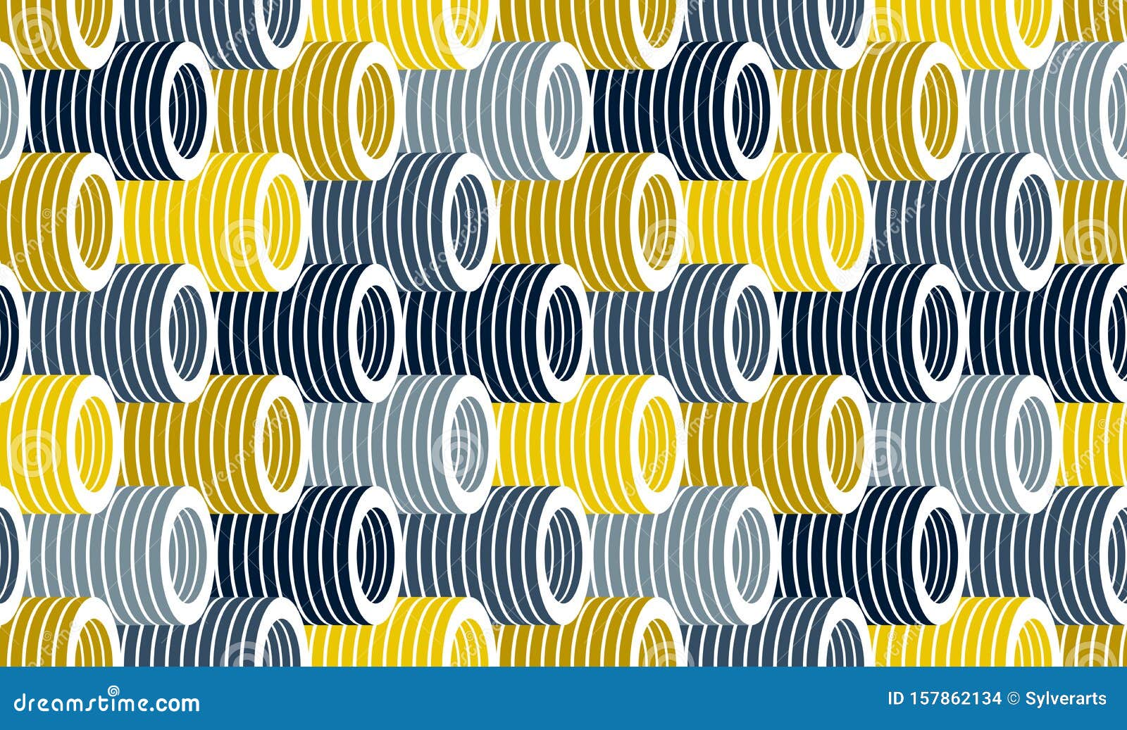 3D Tubes Optical Seamless Pattern, Vector Repeat Tiling Background, Op ...