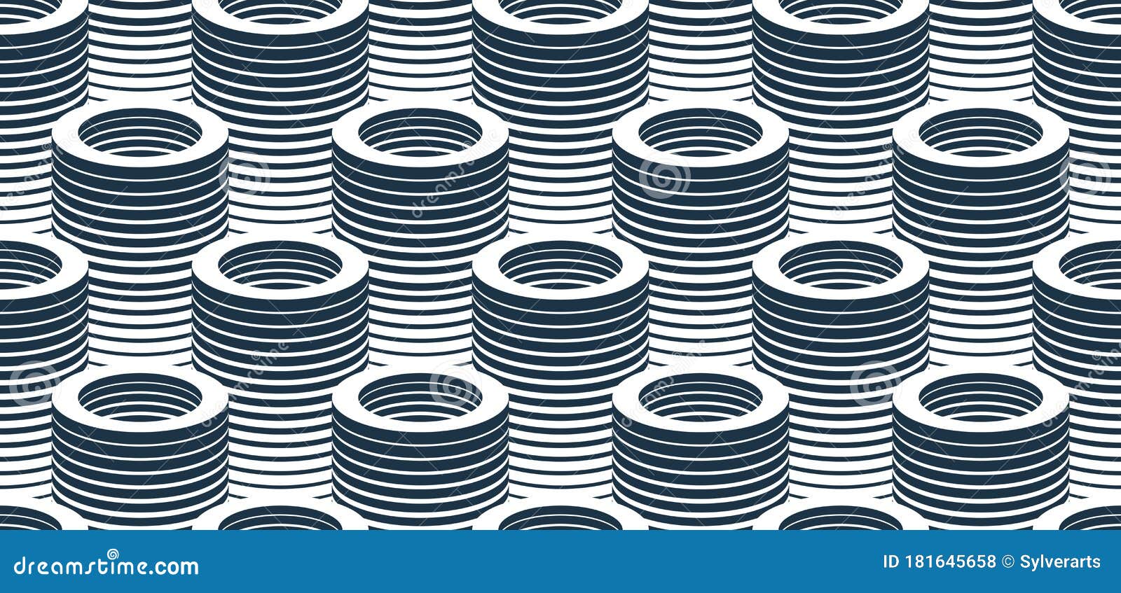 3D Tubes Optical Seamless Pattern, Vector Repeat Tiling Background, Op ...