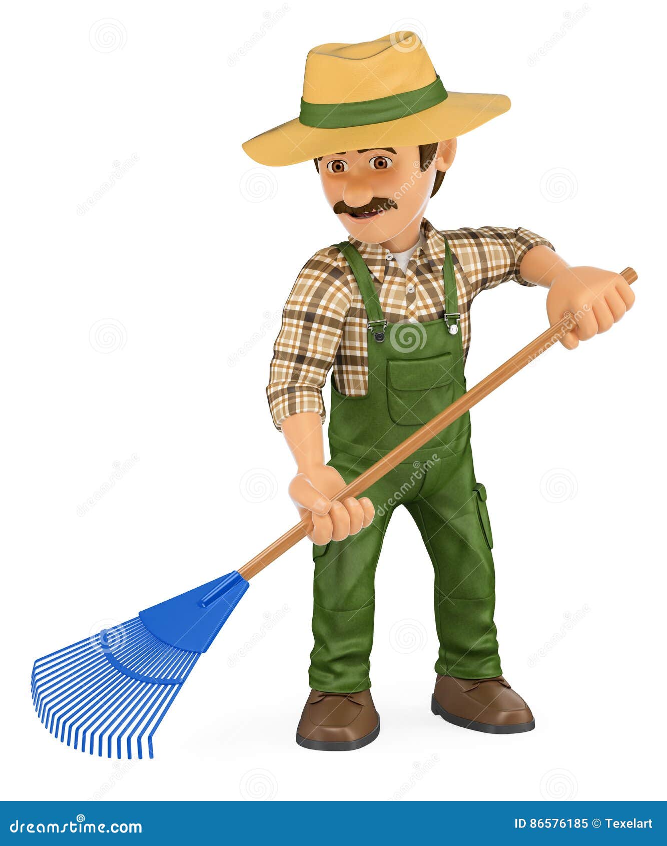 3D Tuinman Die Met Een Hark Werken Stock Illustratie - Illustration of ...