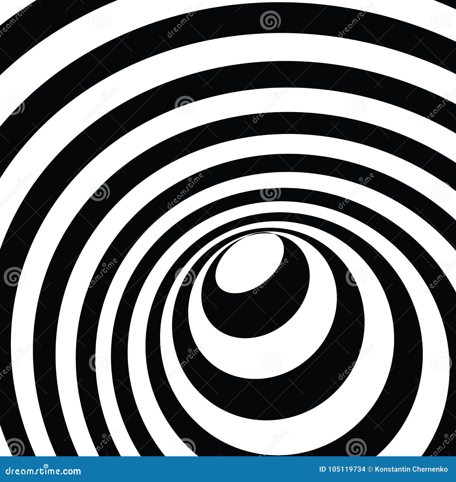 3d Tunnel Optical Illusion. A Black And White Vector Background. Stock ...