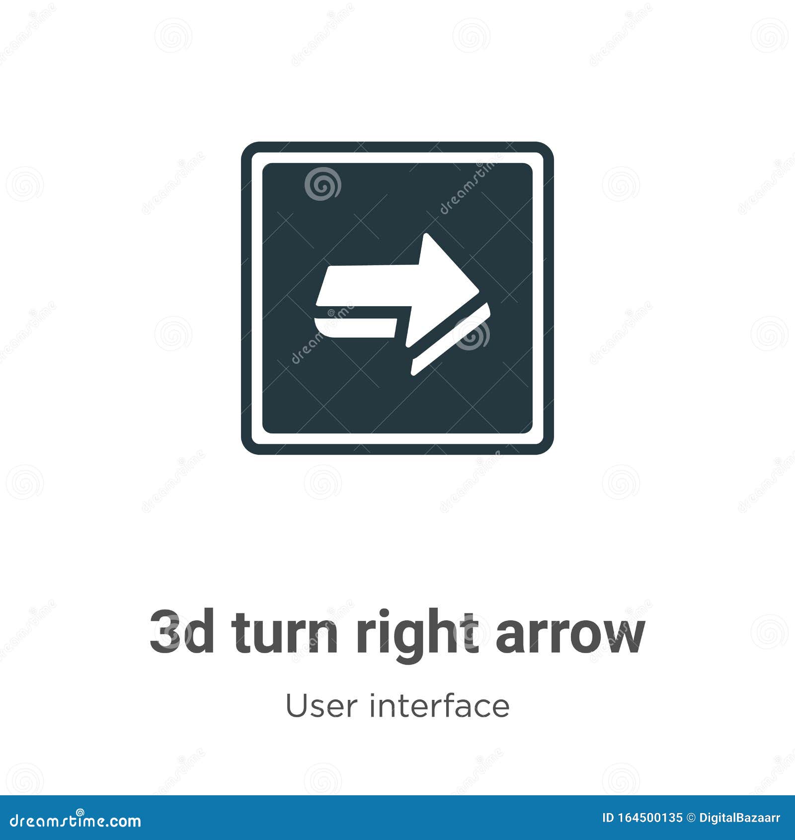 3d Turn Right Arrow Vector Icon on White Background. Flat Vector 3d ...