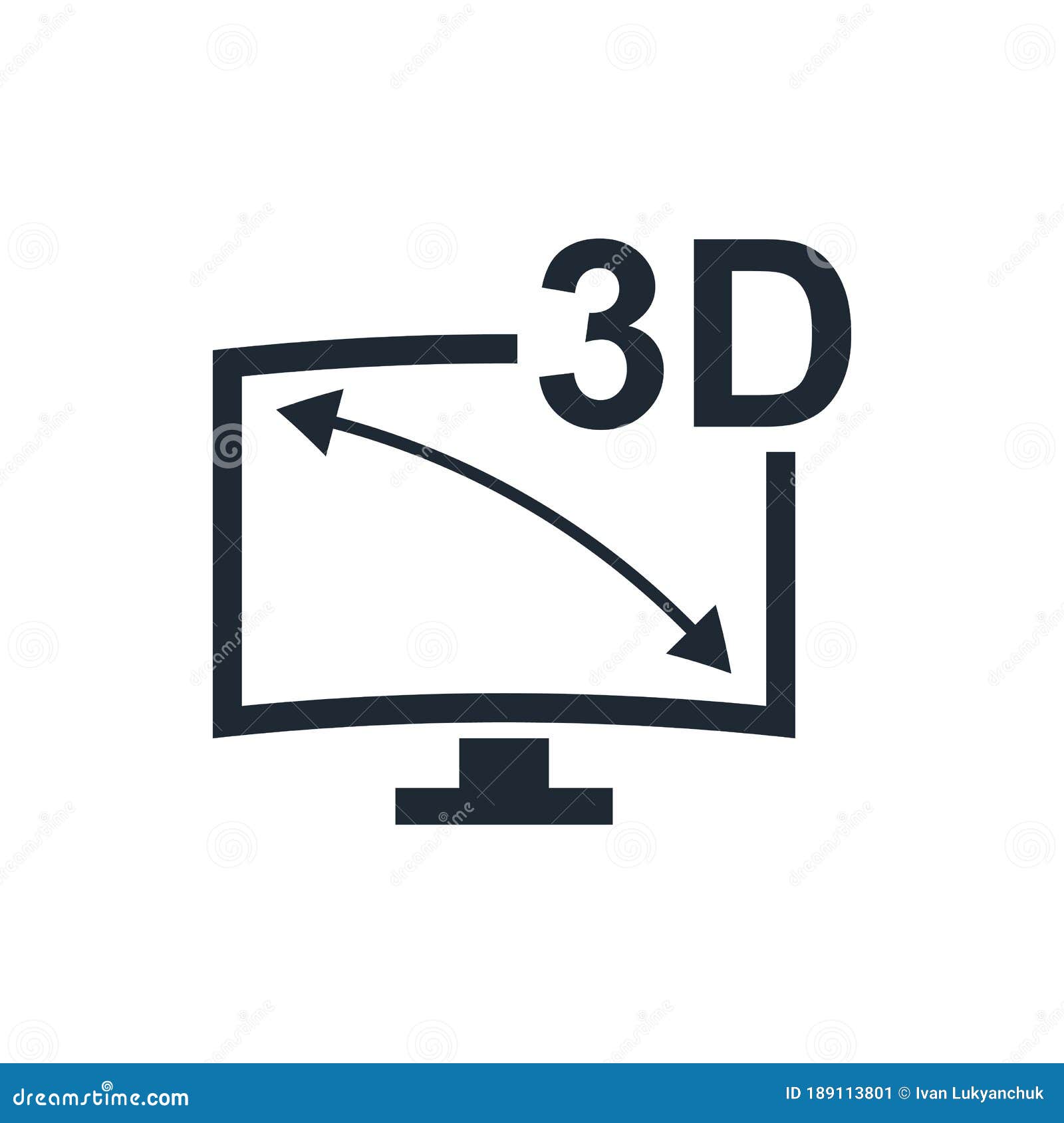 3d tv icon stock vector. Illustration of frame, video - 189113801