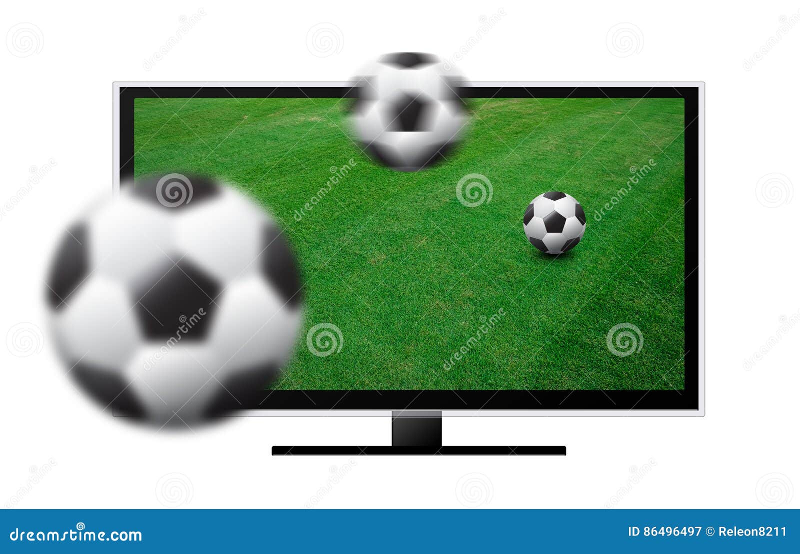 3d Tv screen with soccer. stock illustration. Illustration of ...