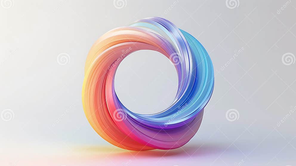 3D Twisted Circle with Colorful Gradients Stock Illustration ...