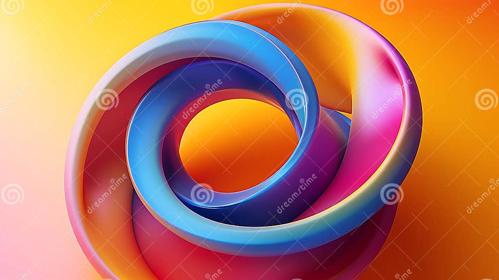 3D Twisted Circle Featuring Bright Color Gradients Stock Illustration ...