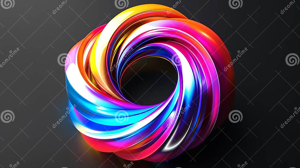 3D Twisted Circle Featuring Bright Color Gradients Stock Illustration ...