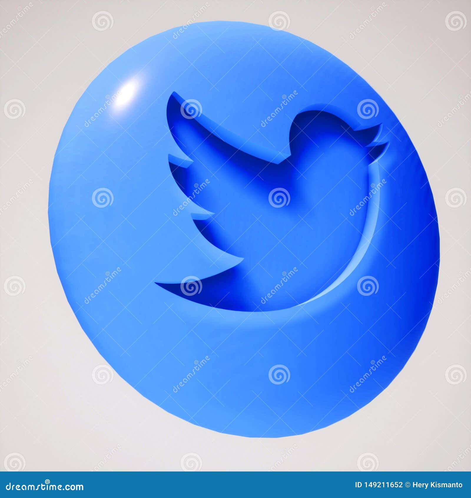 3D Twitter Button Icon Shape Editorial Photography - Illustration of ...