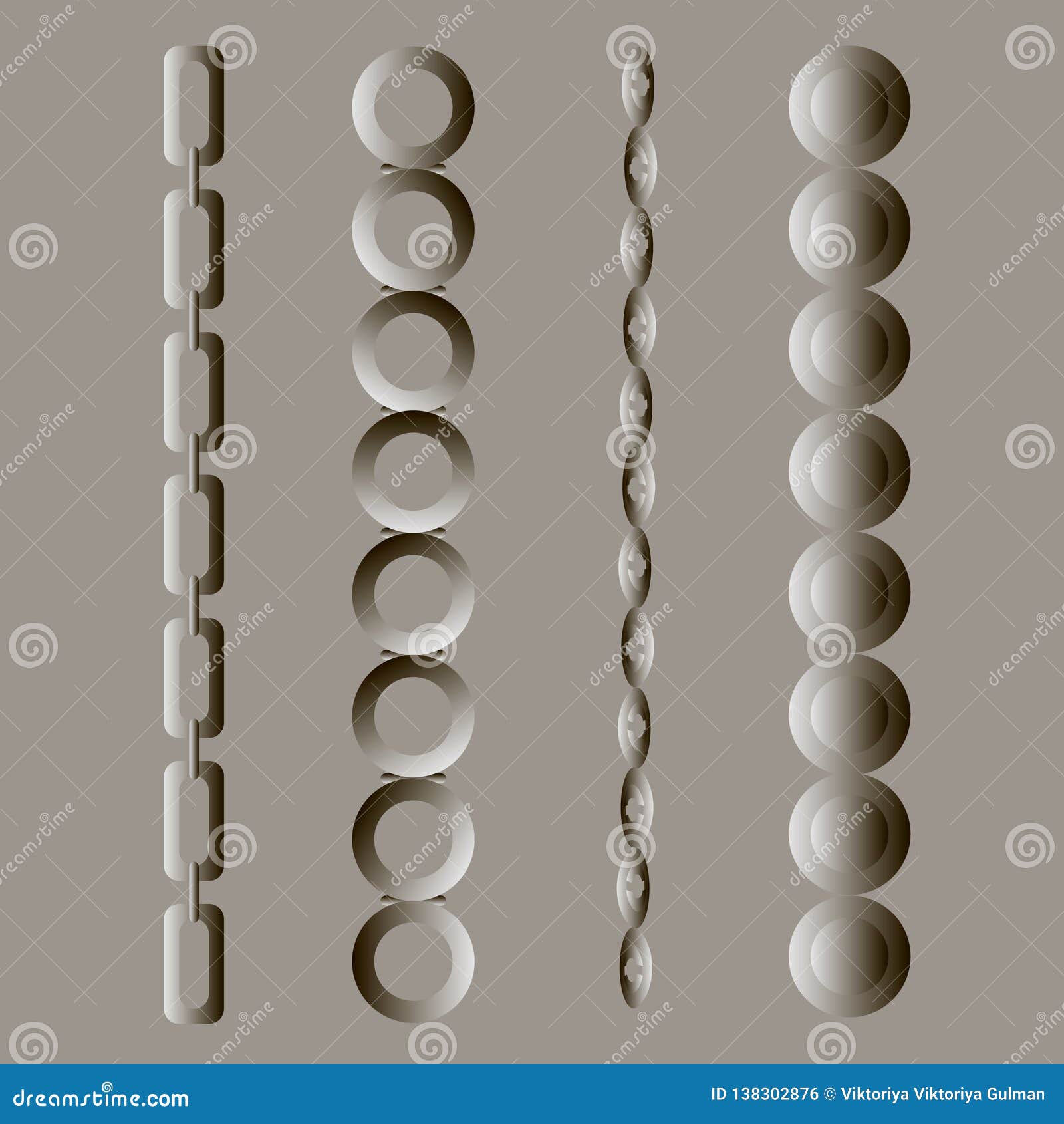 3d Two Colored Types of Chain on Calm Gray Background Stock Vector ...