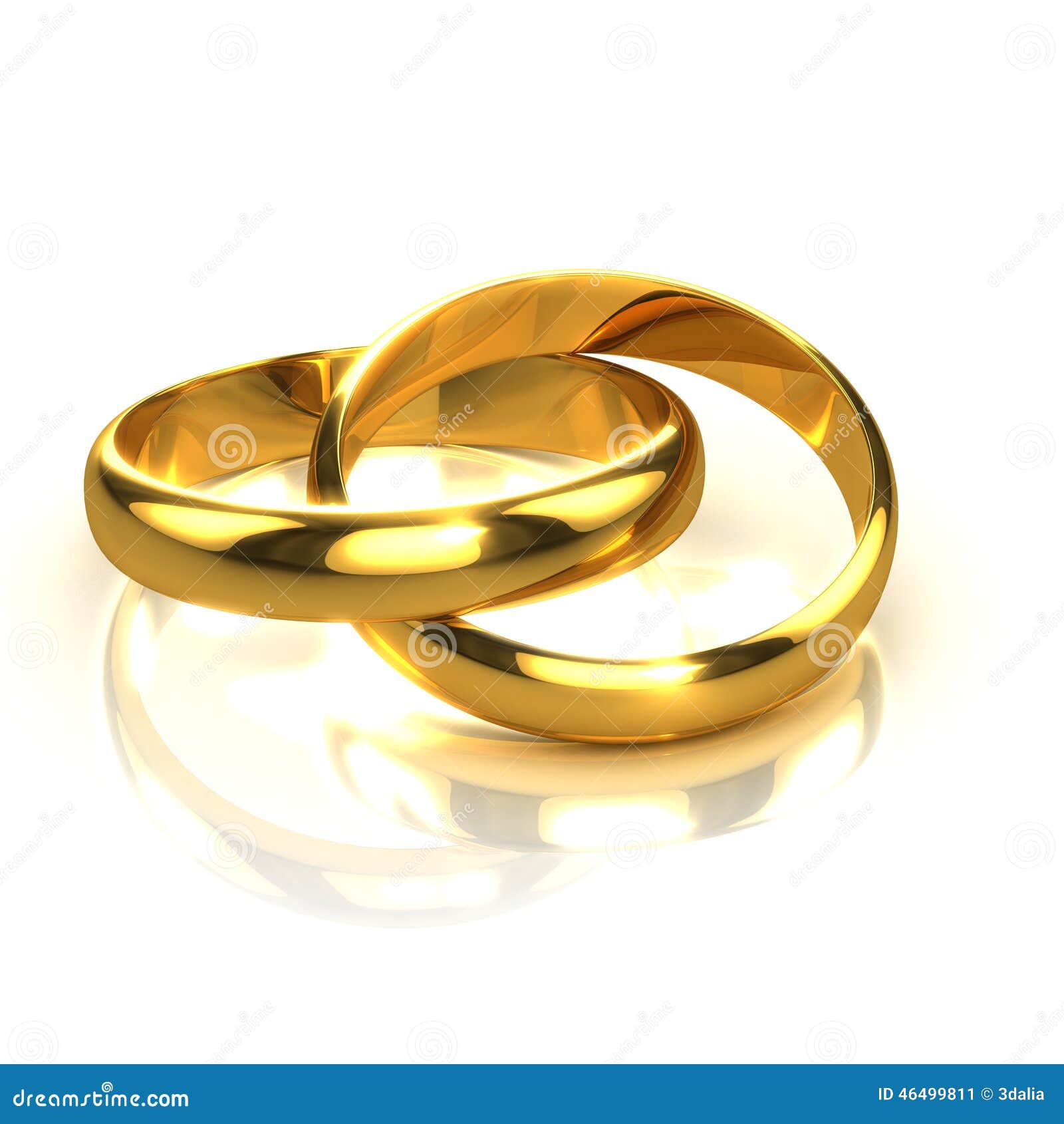 3d Two Gold Rings Interlinked Stock Illustration - Illustration of ...