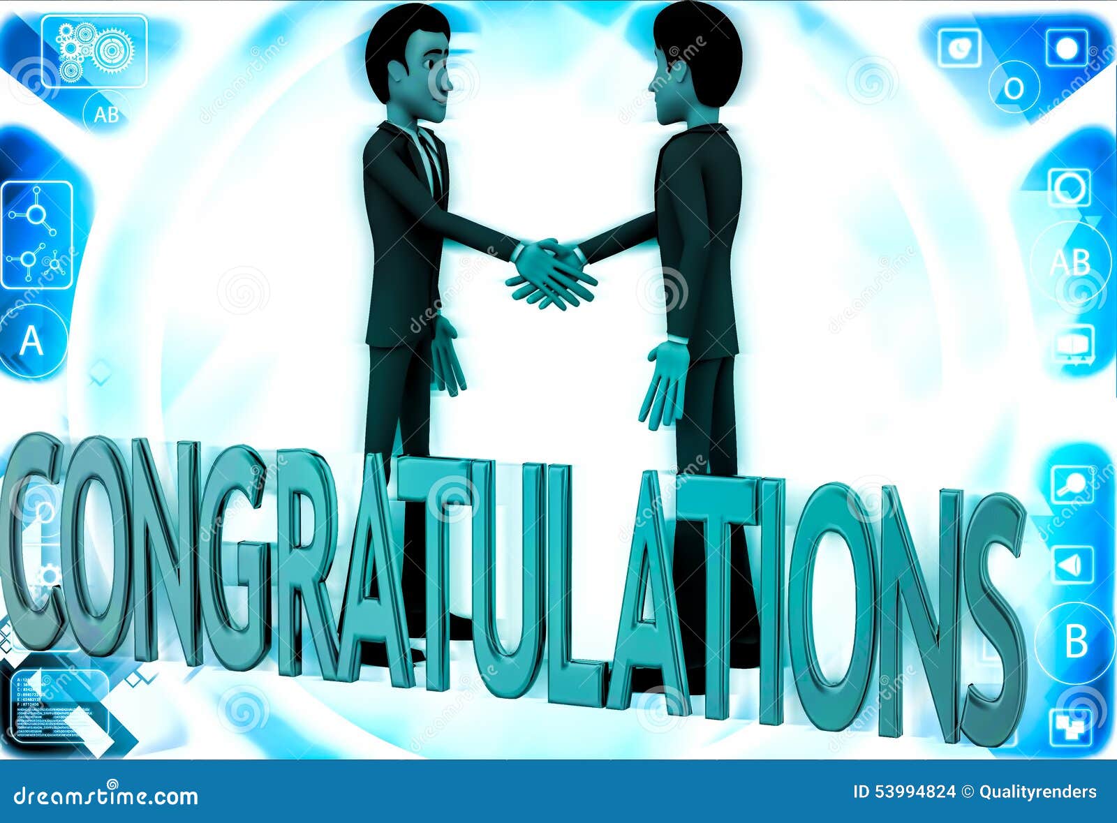 Stock Images: 3d two men congratulate each other and with ...