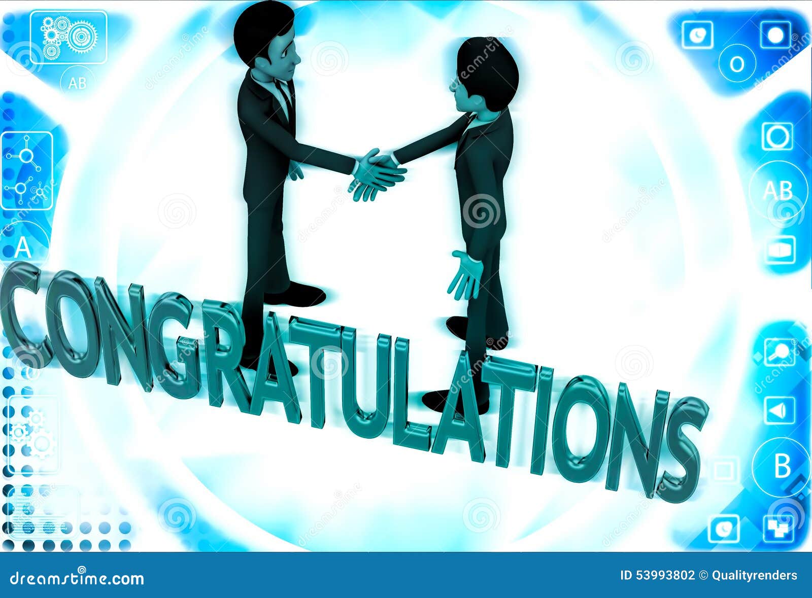 3d Two Men Congratulate Each Other and with Congratulation Text ...