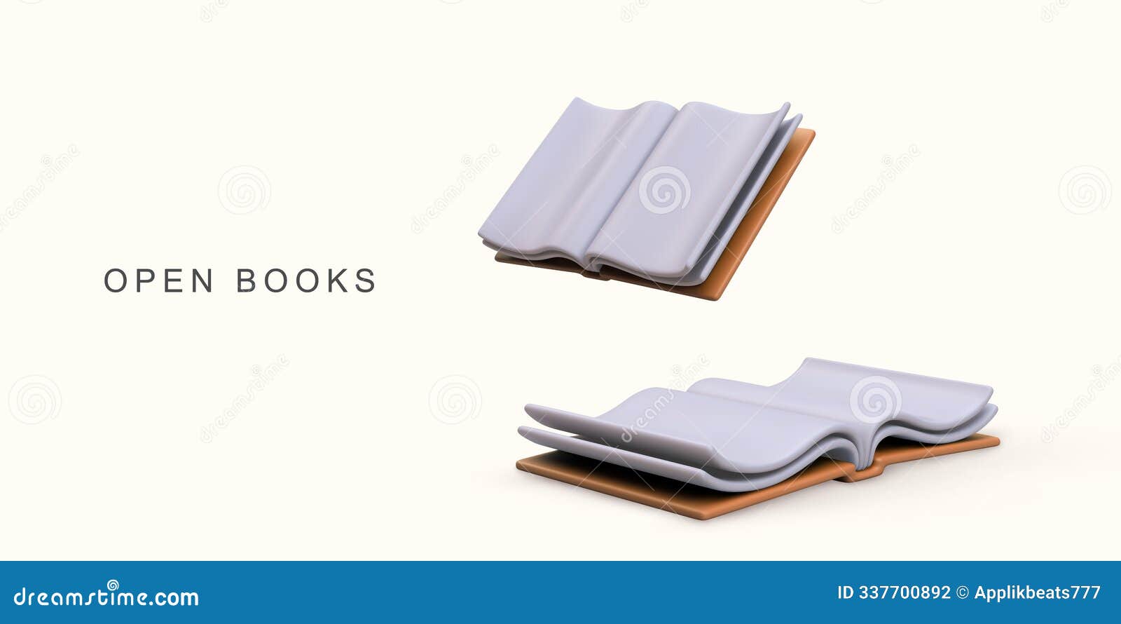 3d Two Open Books on White Background. Vector Illustration Stock ...