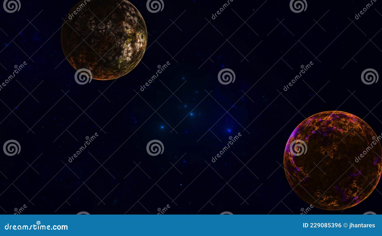 3d two planets space scene stock illustration. Illustration of planet ...