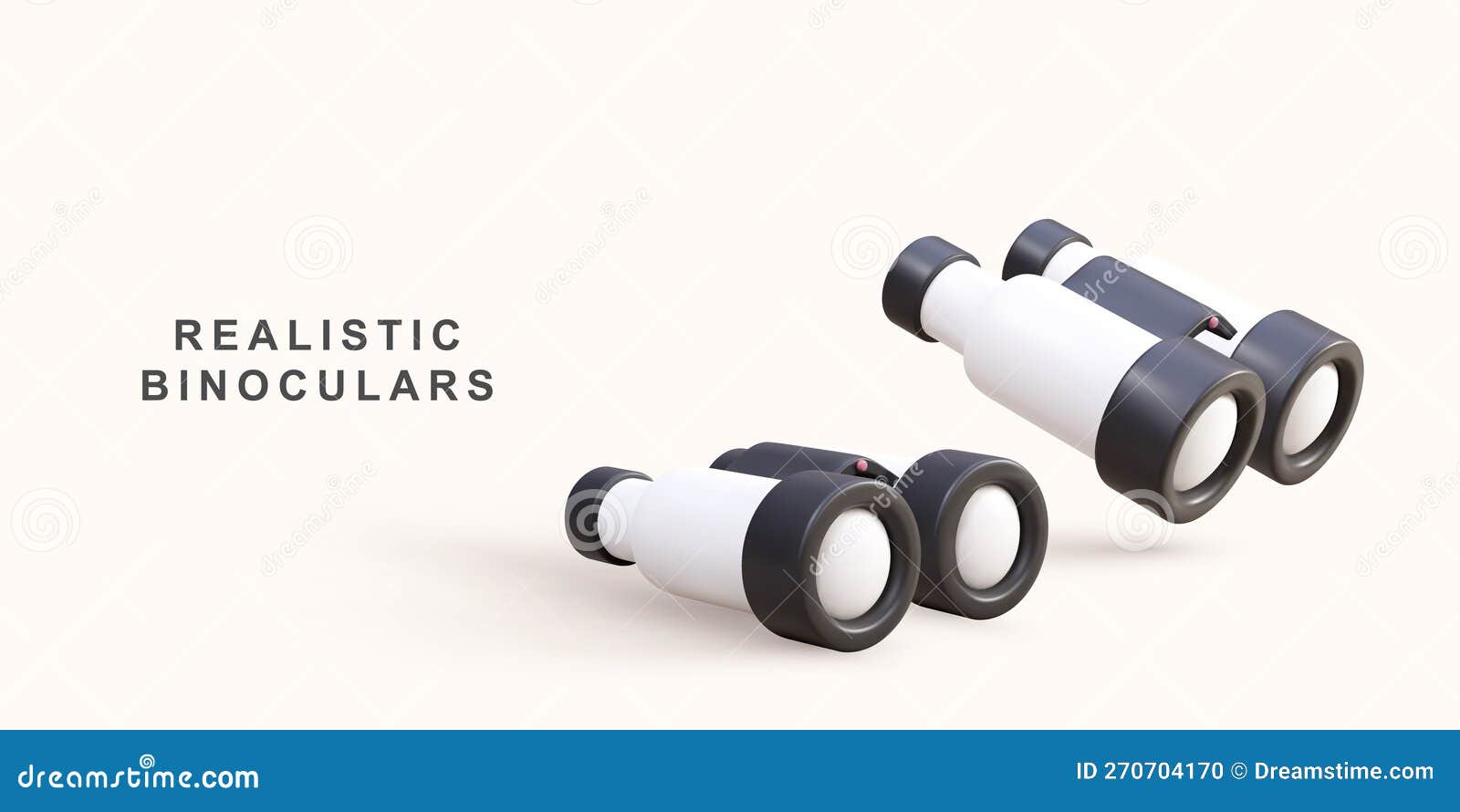 Realistic Binoculars, Front View, Isolated On White Cartoon Vector ...