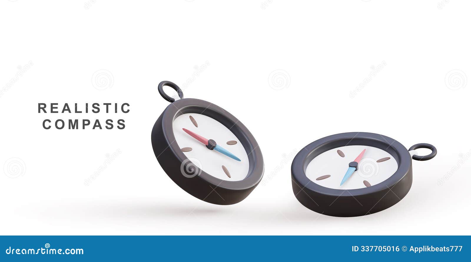 3d Two Realistic Compass. Vector Illustration Stock Illustration ...