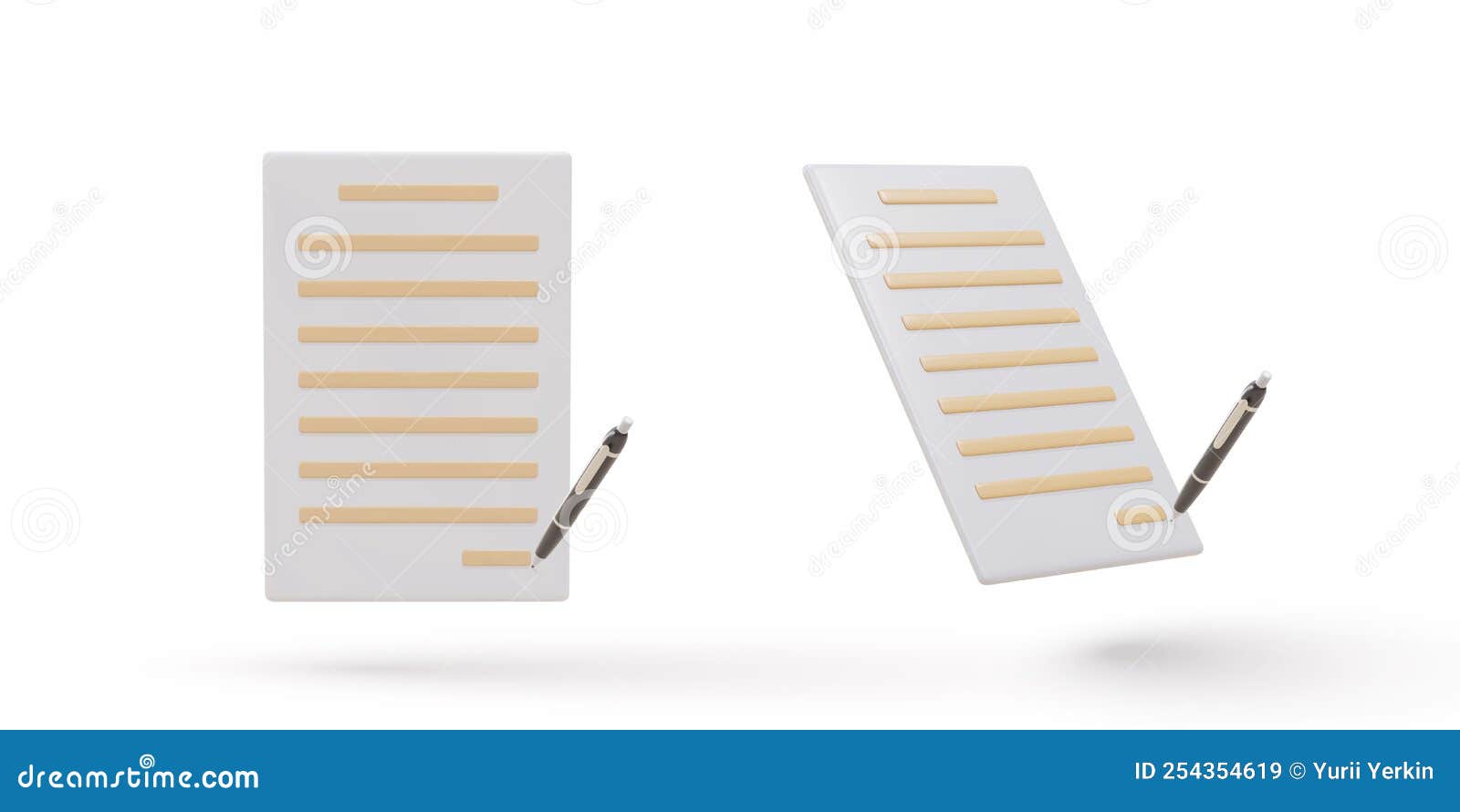 Realistic Documents Icon. 3D Plastic Contract Form And Paper Check List ...