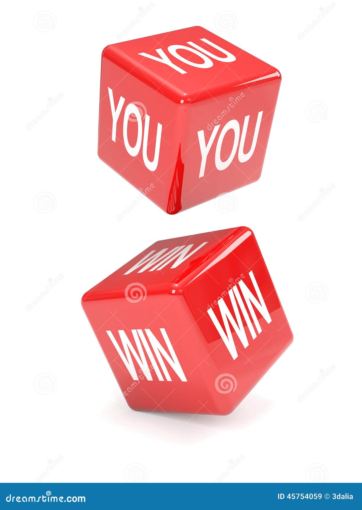 3d Two red dice, You Win stock illustration. Illustration of chance ...