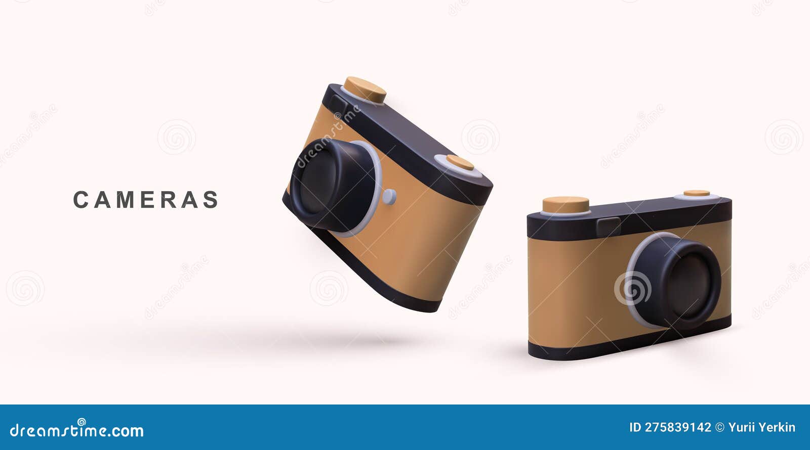 3D Two Retro Cameras. Vector Illustration Stock Vector - Illustration ...