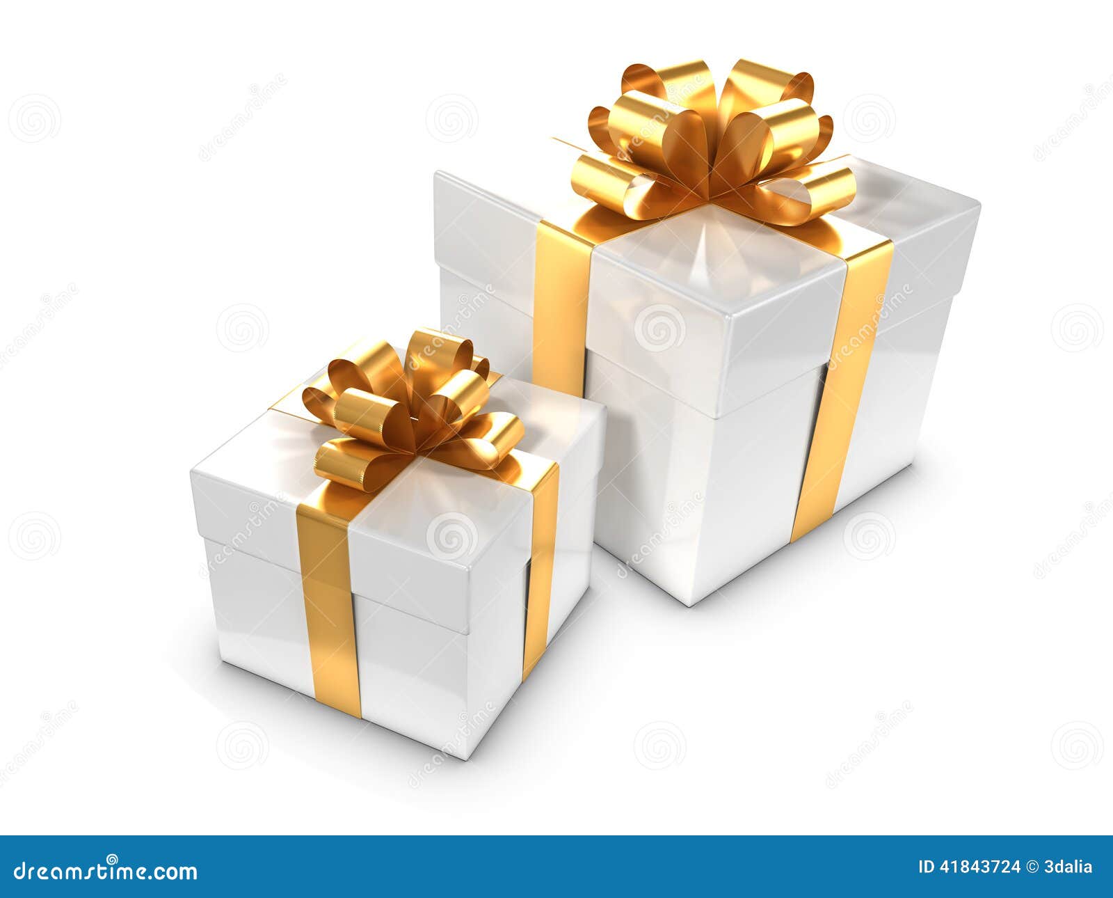 3d Two White and Gold Gift Boxes Stock Illustration - Illustration of ...