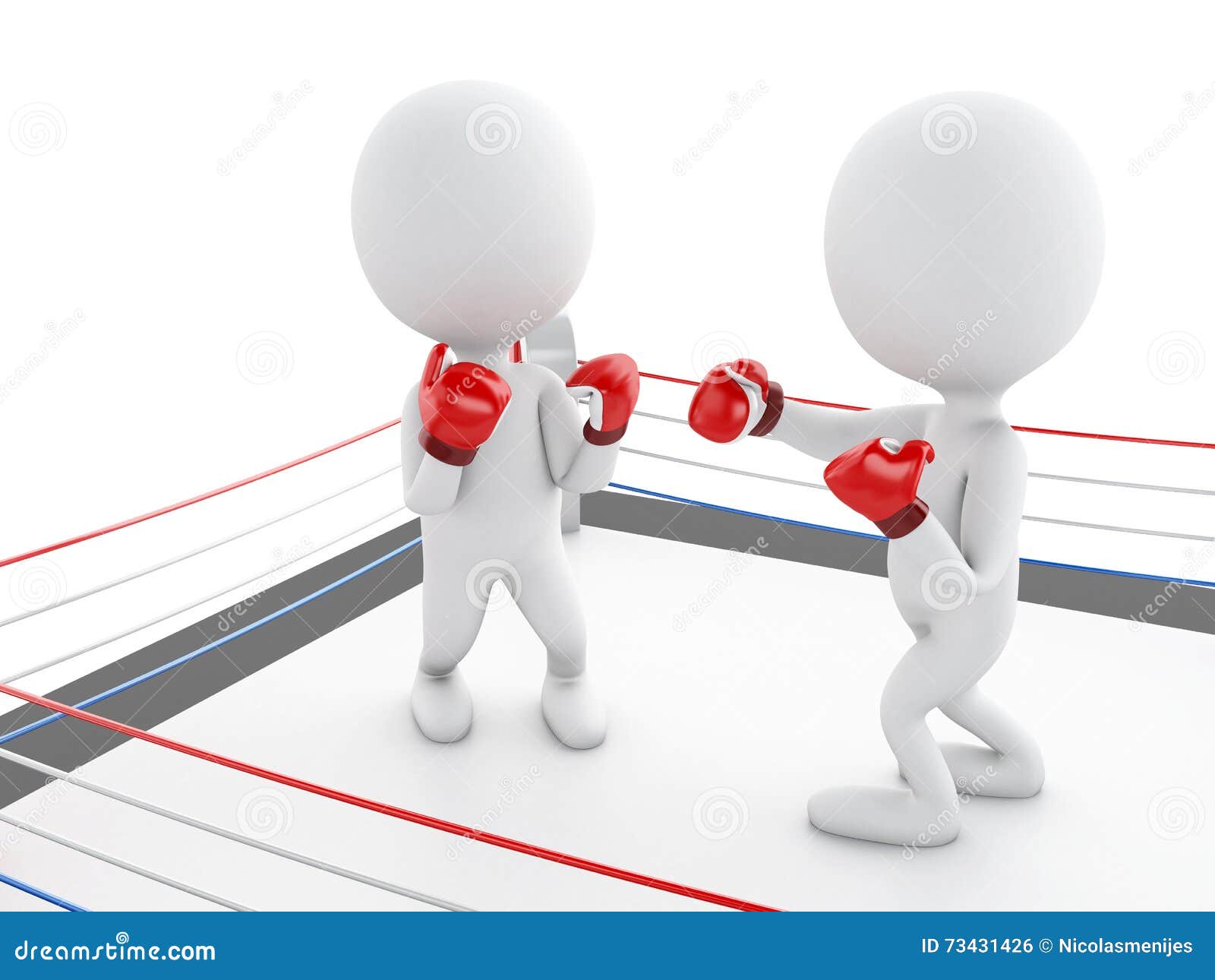 3d Two White People Boxing in the Ring. Stock Illustration ...