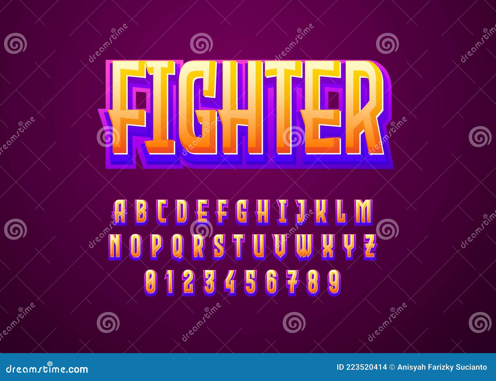 3d Typeface Game Logo Title Text Effect. Custom Font Alphabet Letter ...