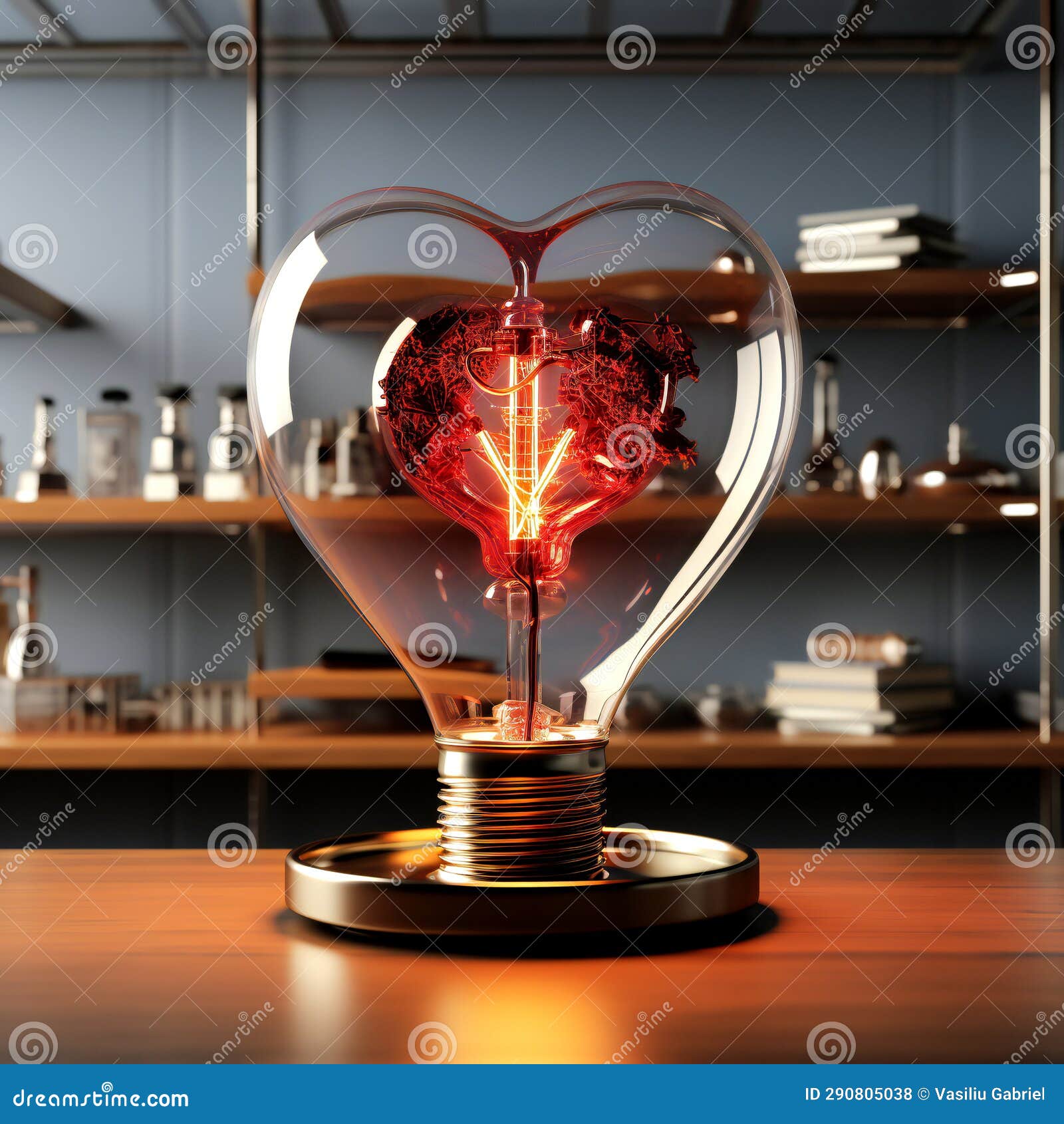 3D Typical Heart Shape with a Symbol for Problems and a Great Idea ...