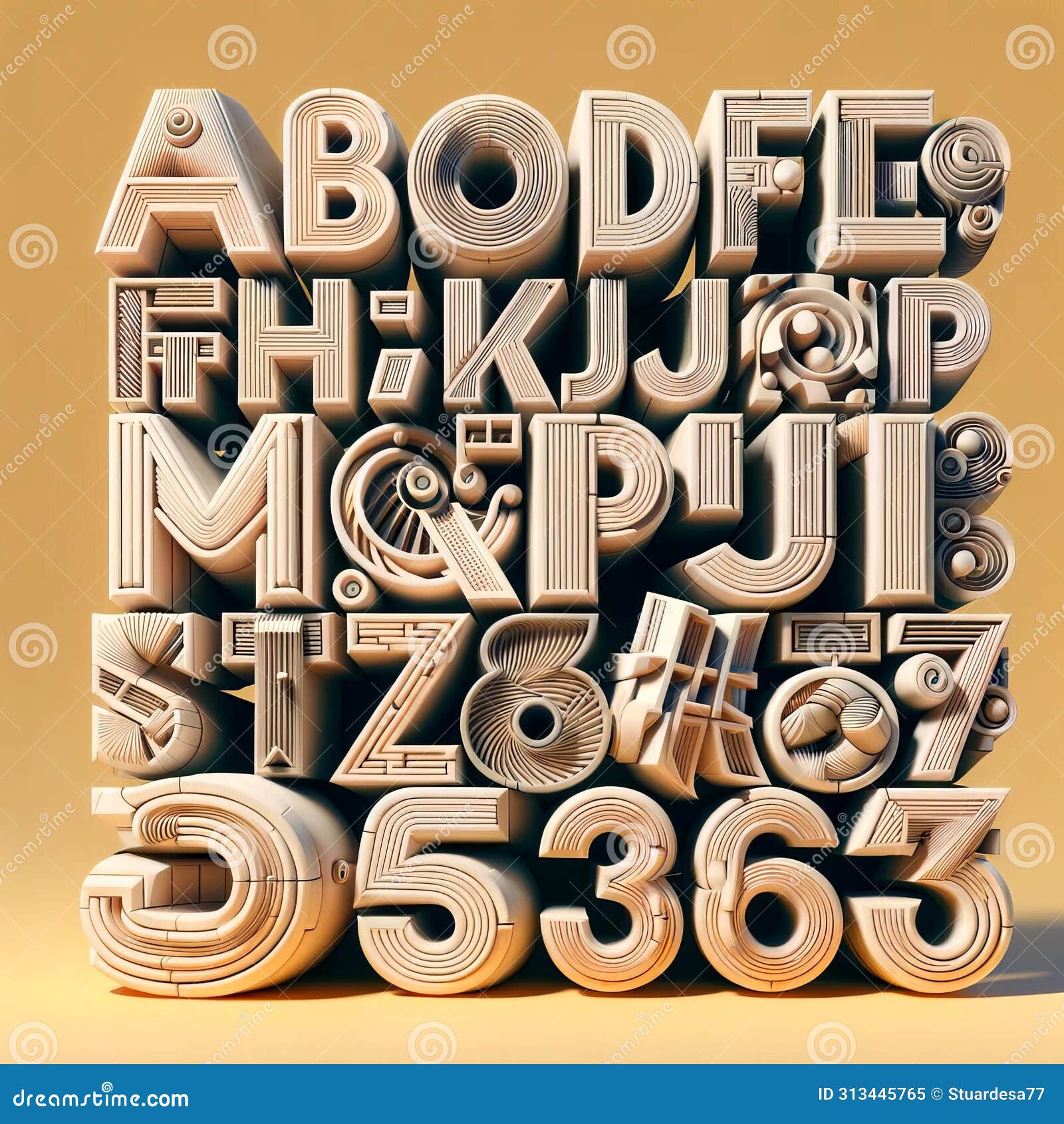 3D Typography of Alphabet and Numbers Stock Image - Image of layout ...