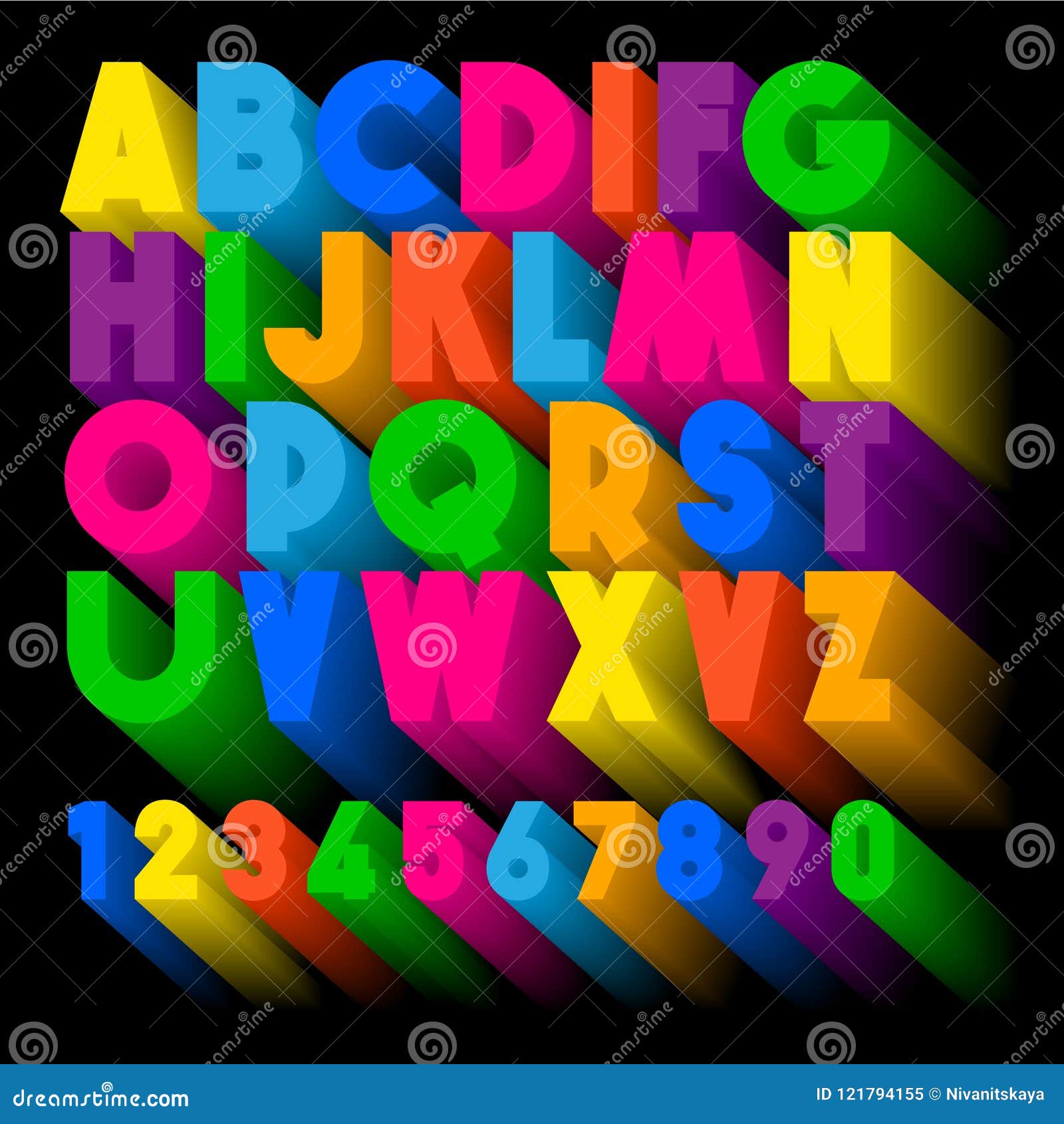 3D Typography. Color Extruded Alphabet. Poster Letters. 3D Typography ...