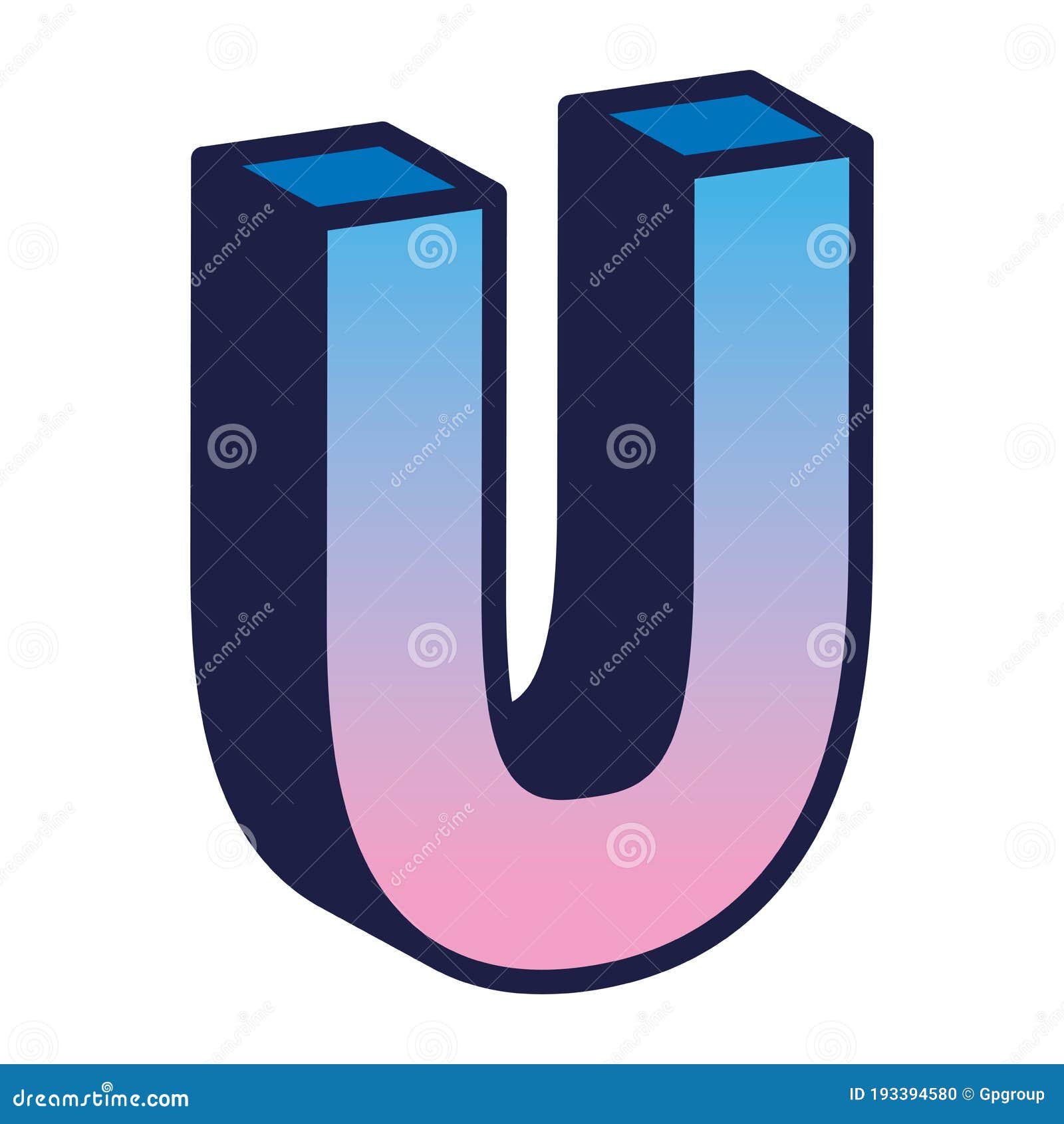 3d u letter vector design stock vector. Illustration of effect - 193394580