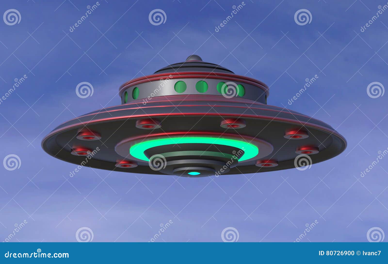 3D UFO Extraterrestrial Spaceship. Invasion Concept. Stock Illustration ...