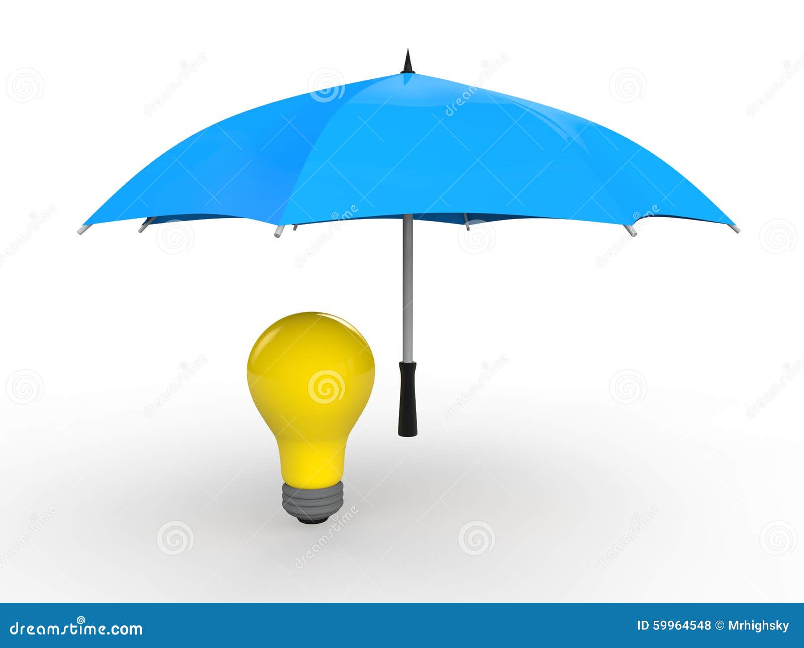 3d Umbrella Protecting Idea Bulb Stock Illustration - Illustration of ...