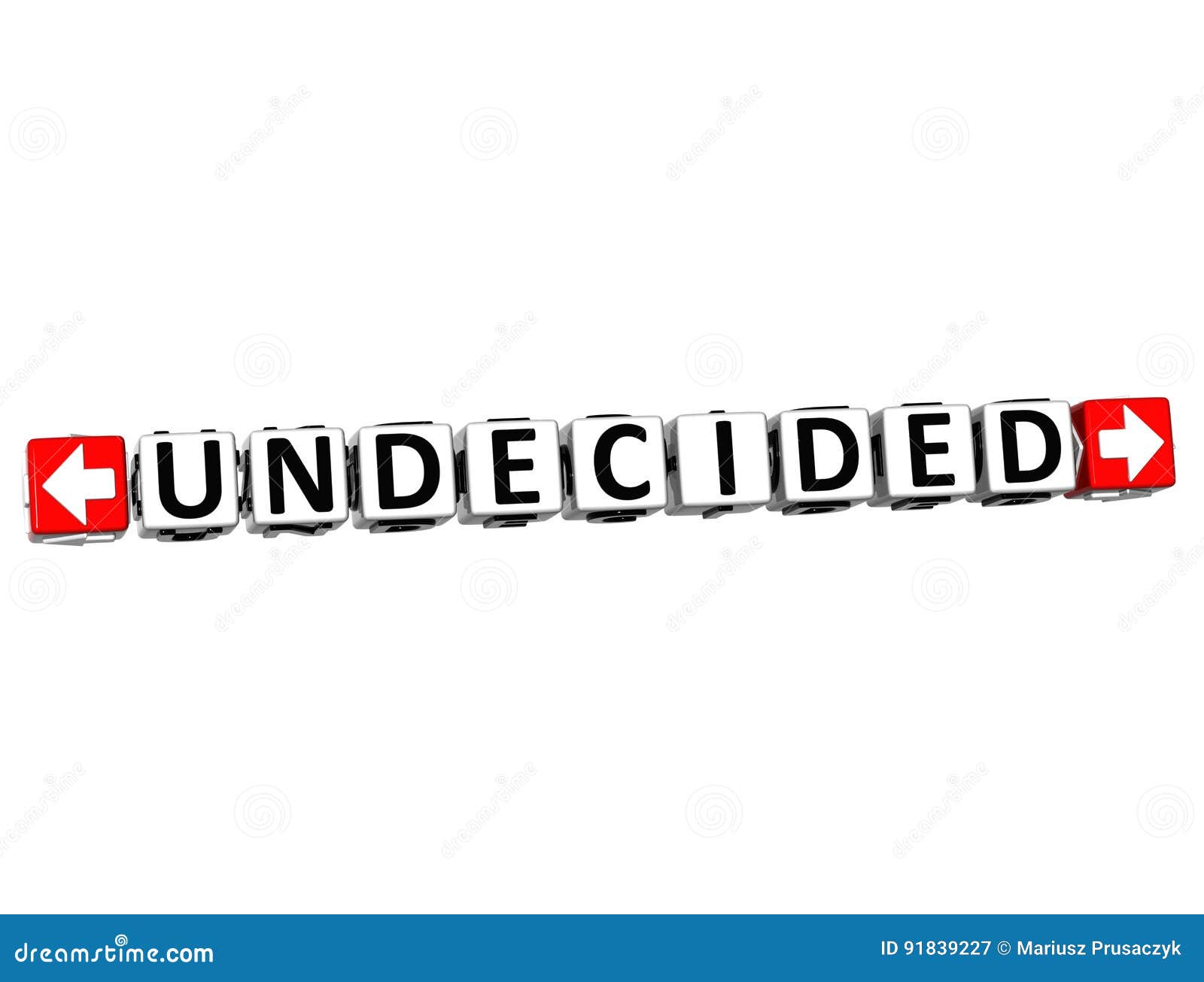 3D Undecided Button Click Here Block Text Stock Image - Image of arrows ...