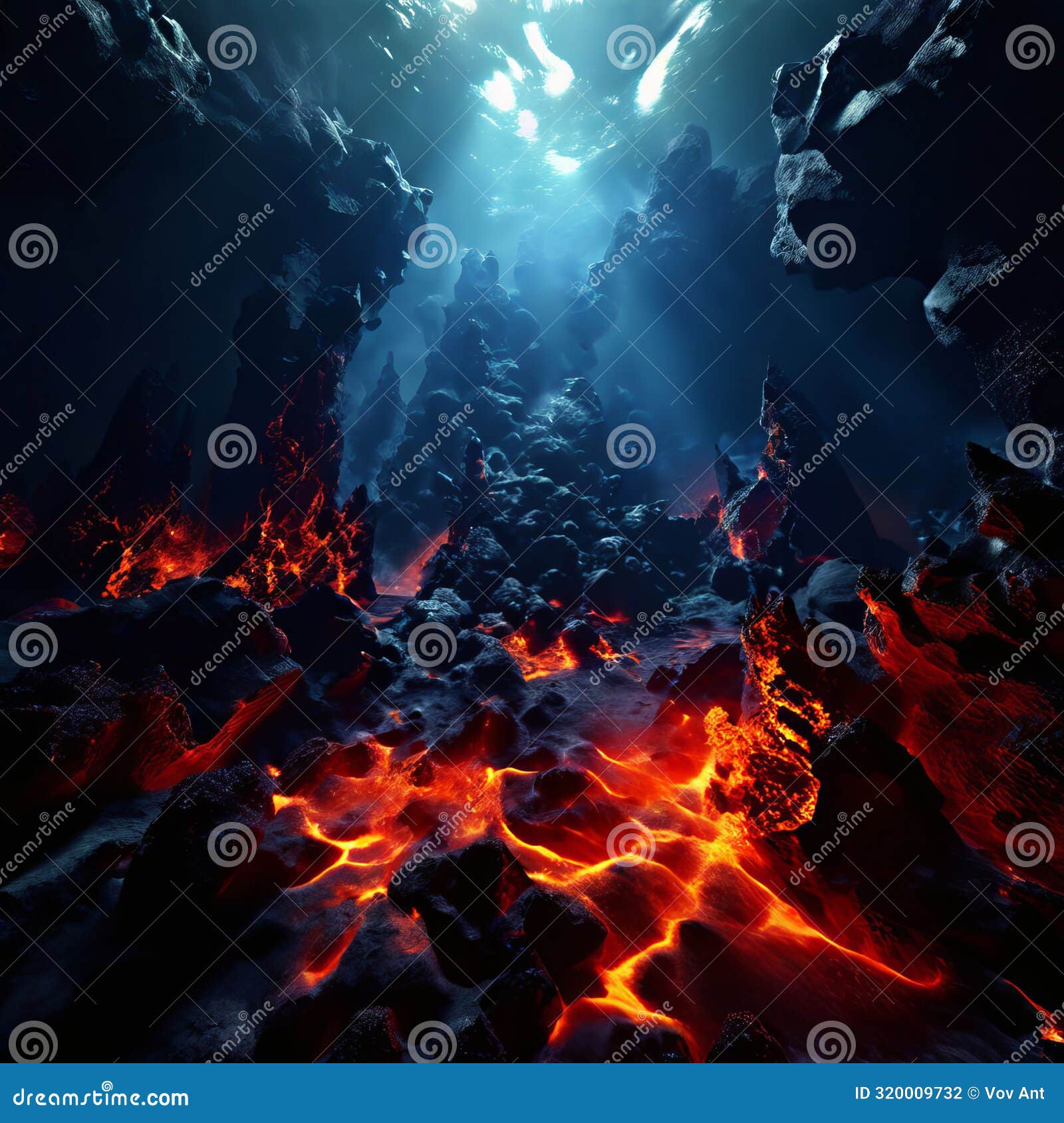 D Underwater Volcano a Dramatic Underwater Scene Featuring Avo Stock ...