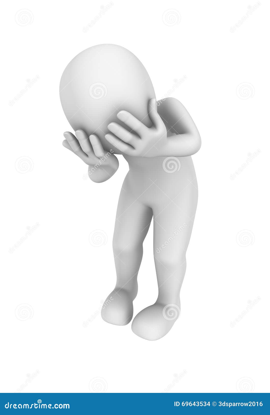 3d unhappy man. Cry stock illustration. Illustration of white - 69643534