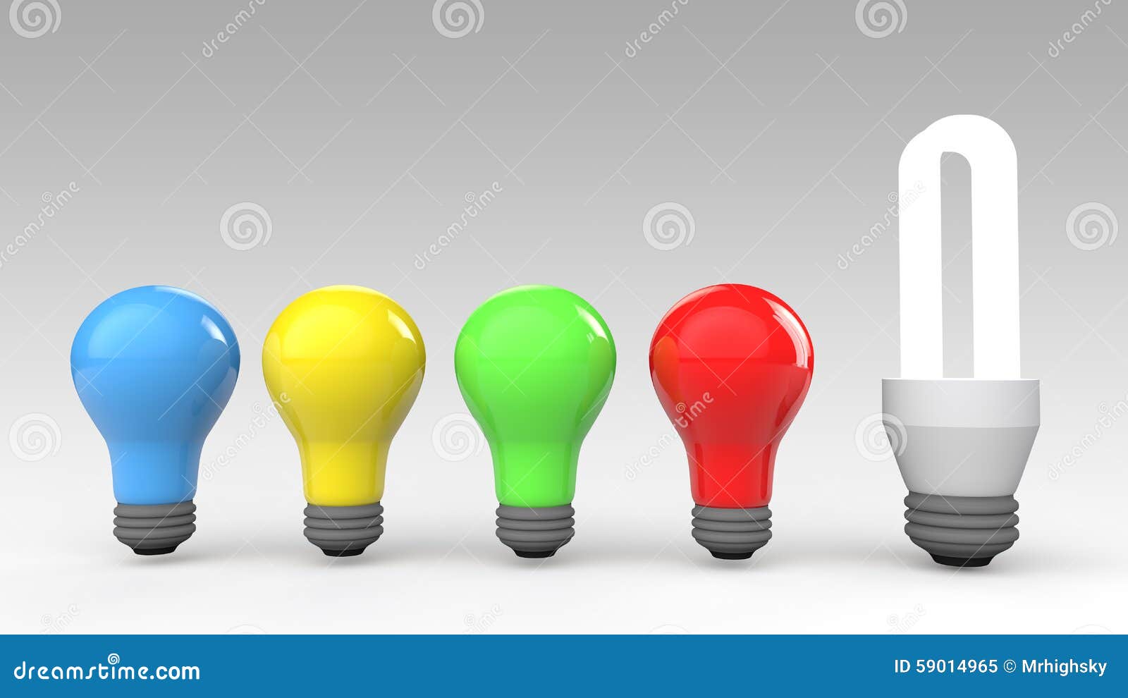 3d Unique Fluorescent Bulb with Traditional Bulbs Stock Illustration ...