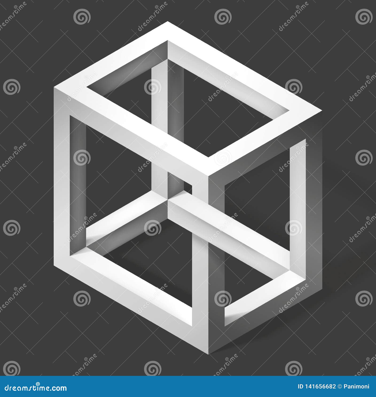 3D Unreal Cube Shape. Illusion Abstract Forms. Nonexistent Figure ...