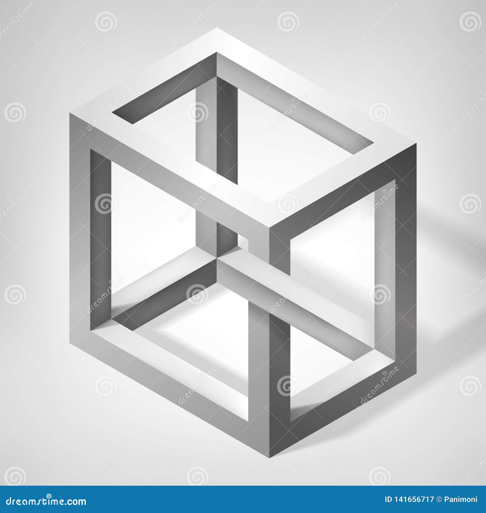 3D Unreal Cube Shape. Illusion Abstract Forms. Nonexistent Figure ...