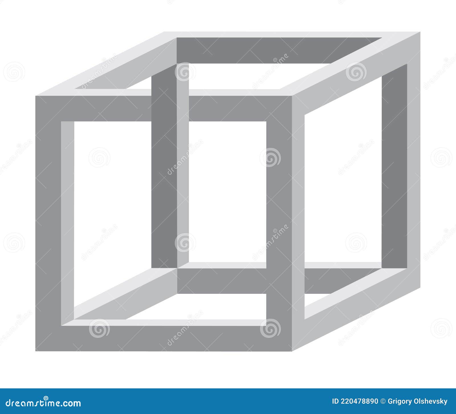 3D Unreal Cube Shape. Optical Illusion, Nonexistent Figure Stock Vector ...