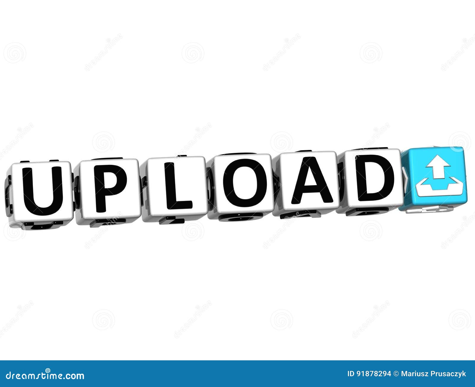 3D Upload Button Click Here Block Text Stock Photo | CartoonDealer.com ...