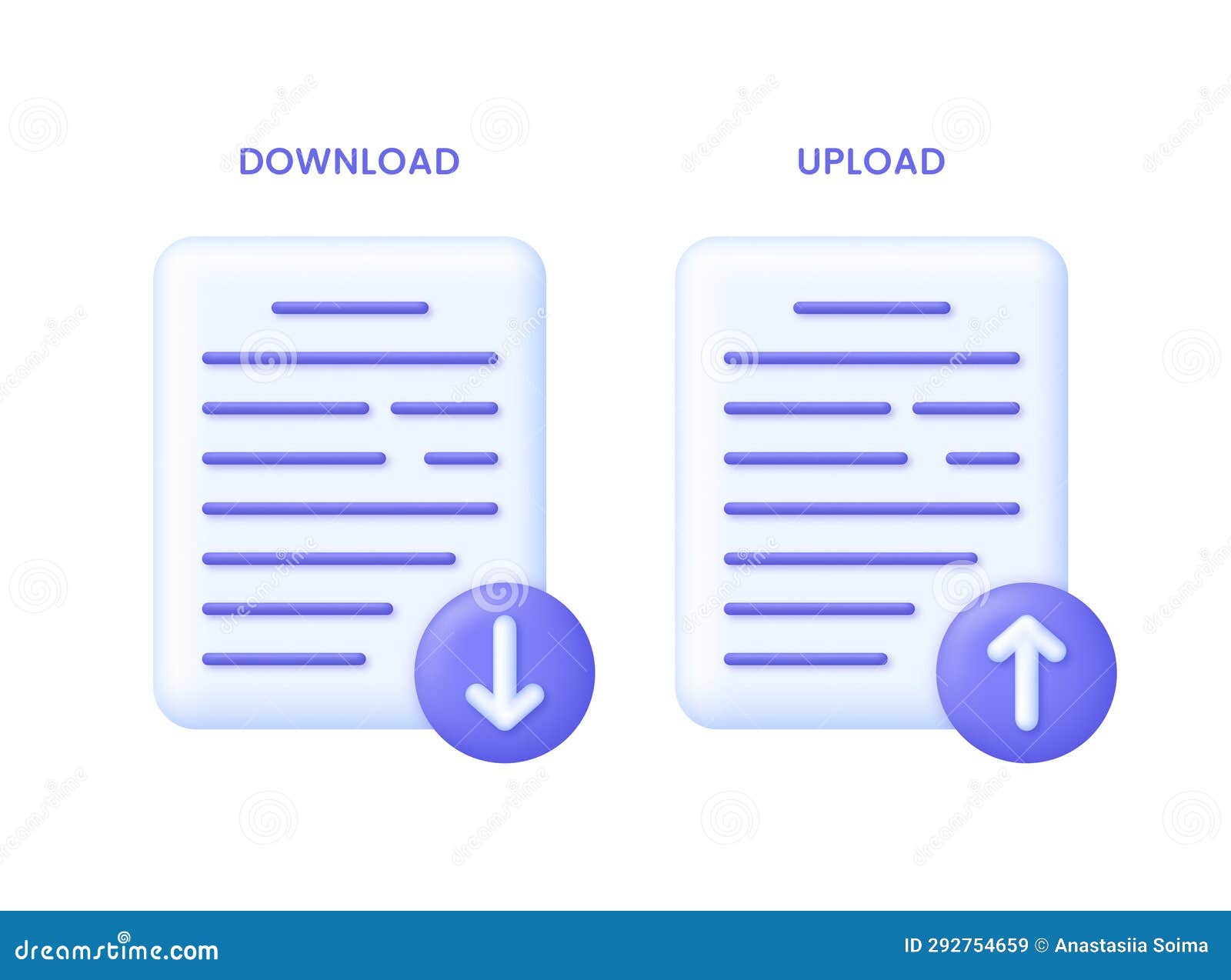 3D Upload and Download File. Upload and Download File, Document Concept ...